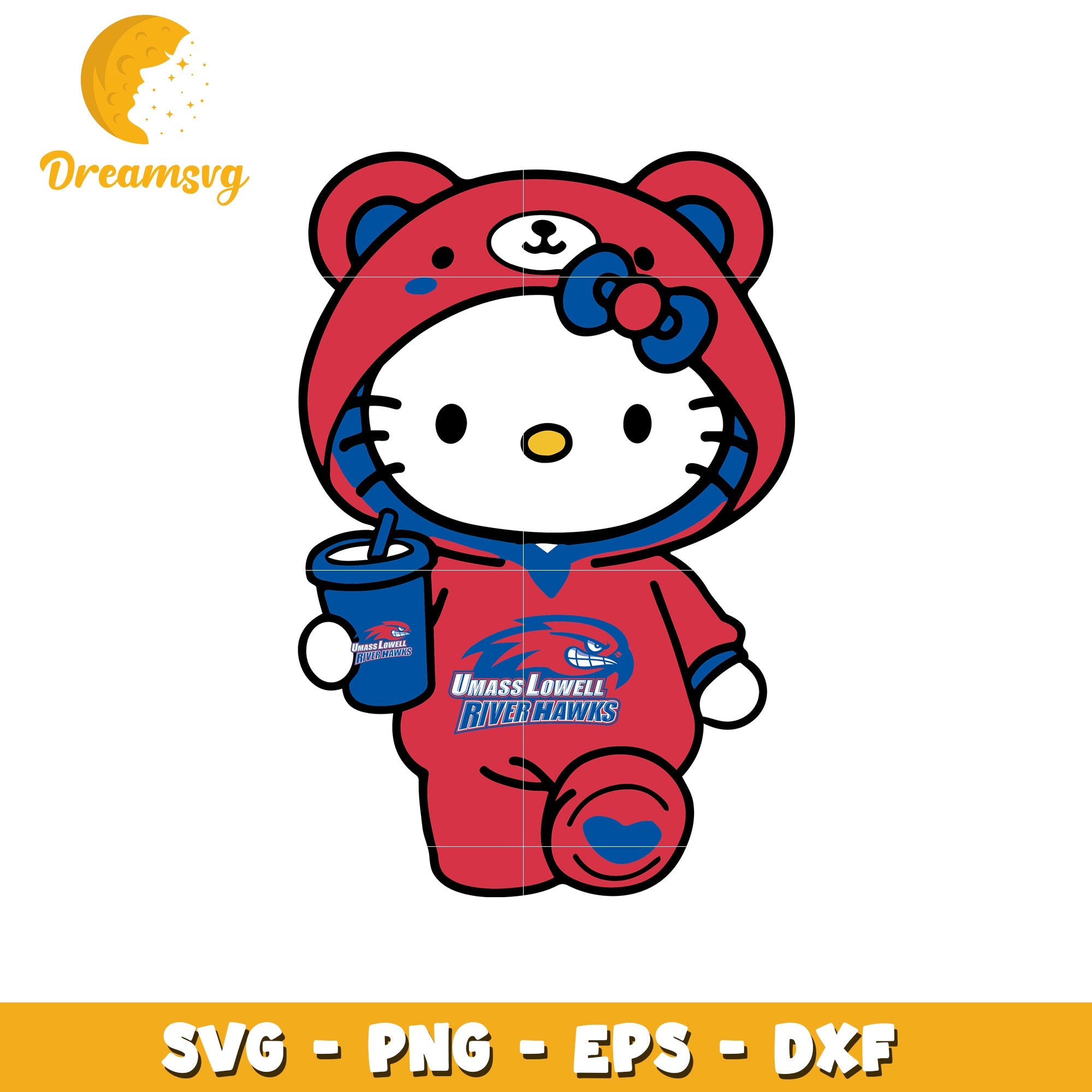 Hello Kitty UMass Lowell River Hawks SVG