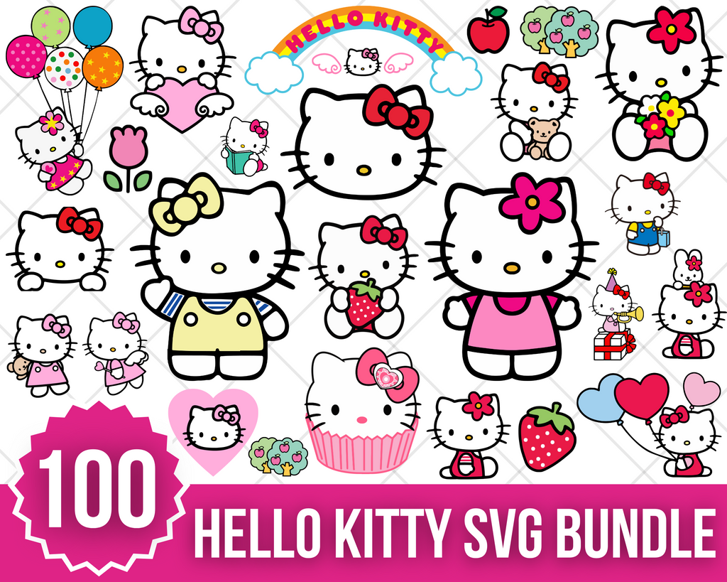 Hello Kitty Clipart Bundle, Hello Kitty SVG Cut Files For Cricut / Sil