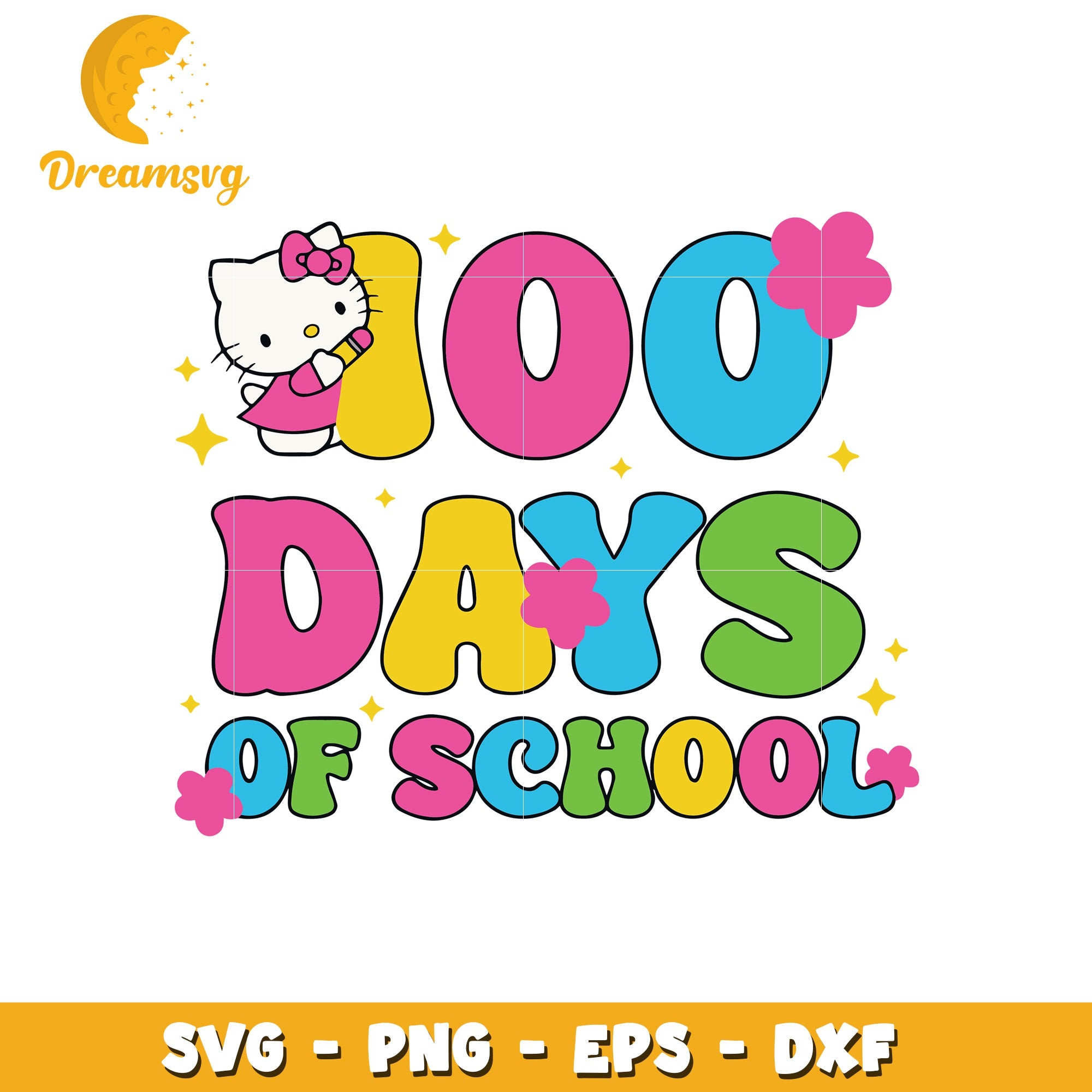 Hello kitty 100 days of school svg, hello kitty svg, school svg