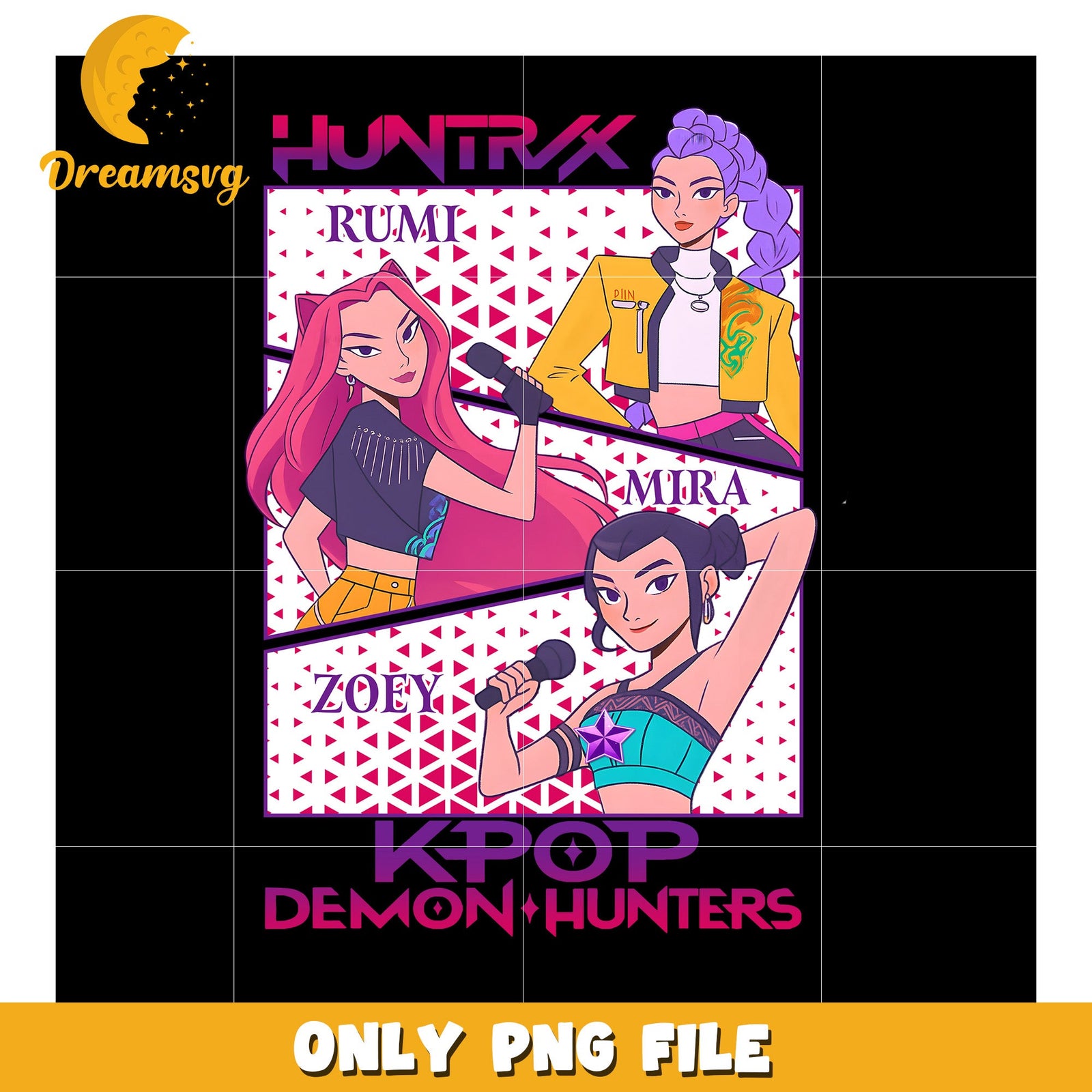 Huntrix band members png, kpop band manhwa png, huntrix png