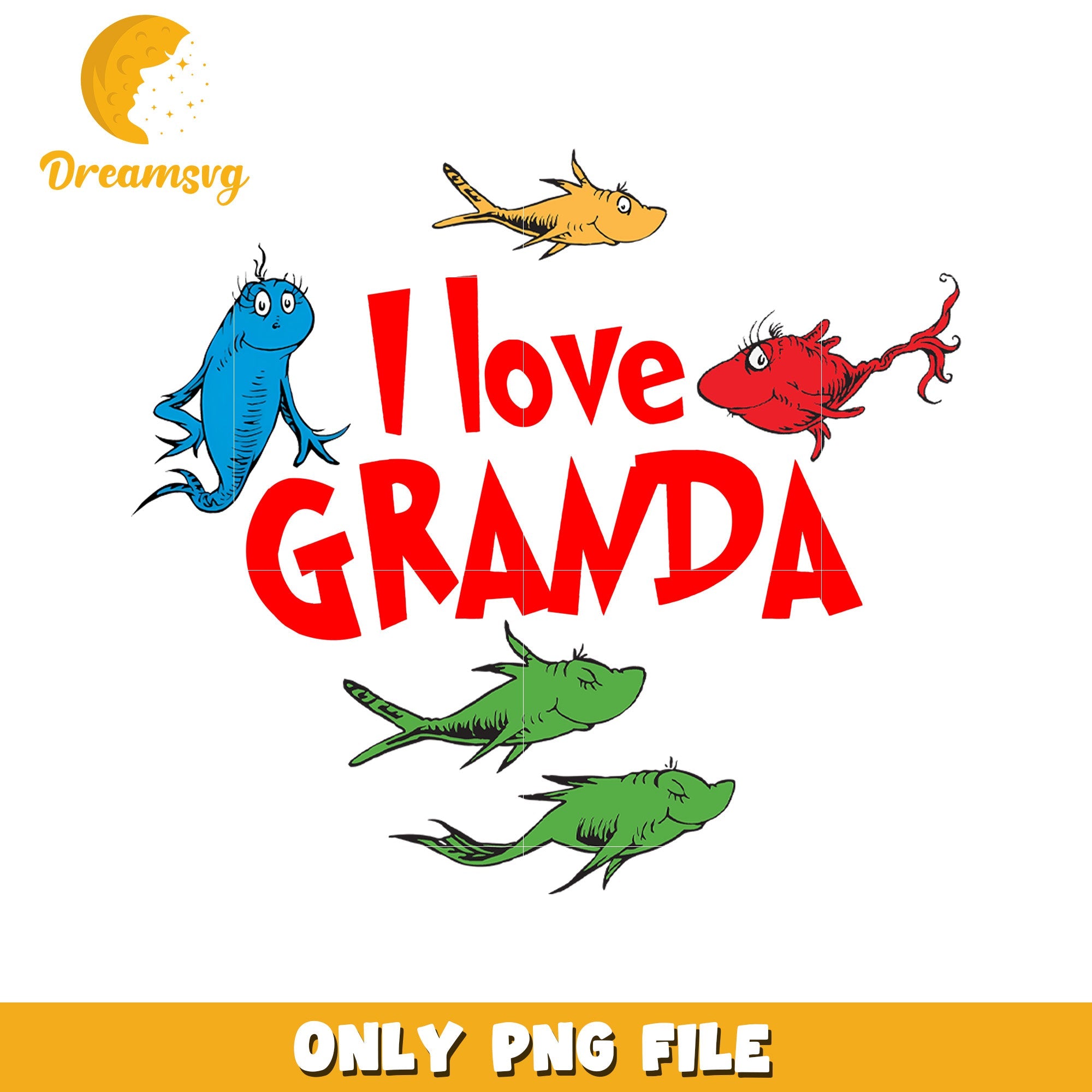 I Love Granda PNG Fish Design