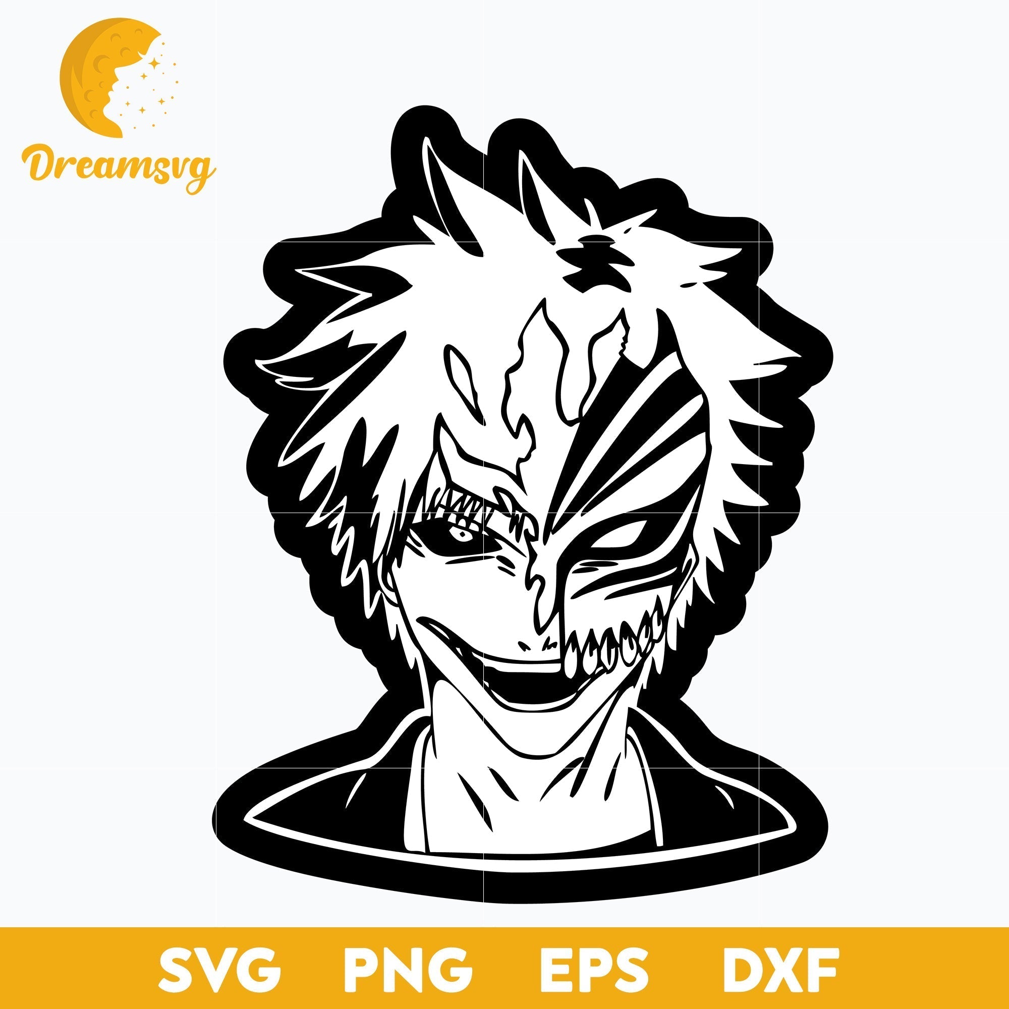 Ichigo Kurosaki In A Mask Svg, Ichigo Kurosaki Japanese Svg, Bleach Sv