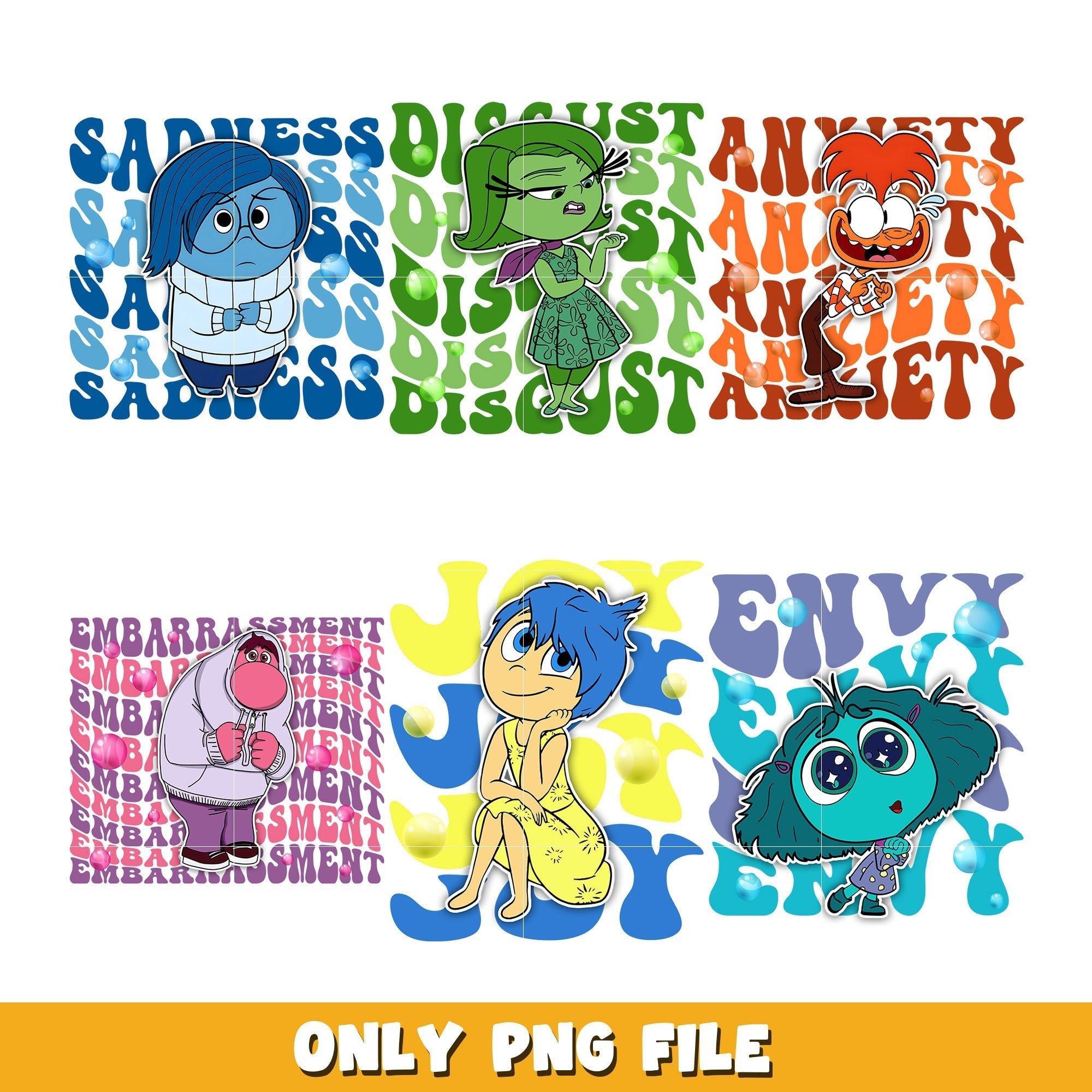 Inside Out 2 characters design bundle png, Inside Out 2 png, Disney ca