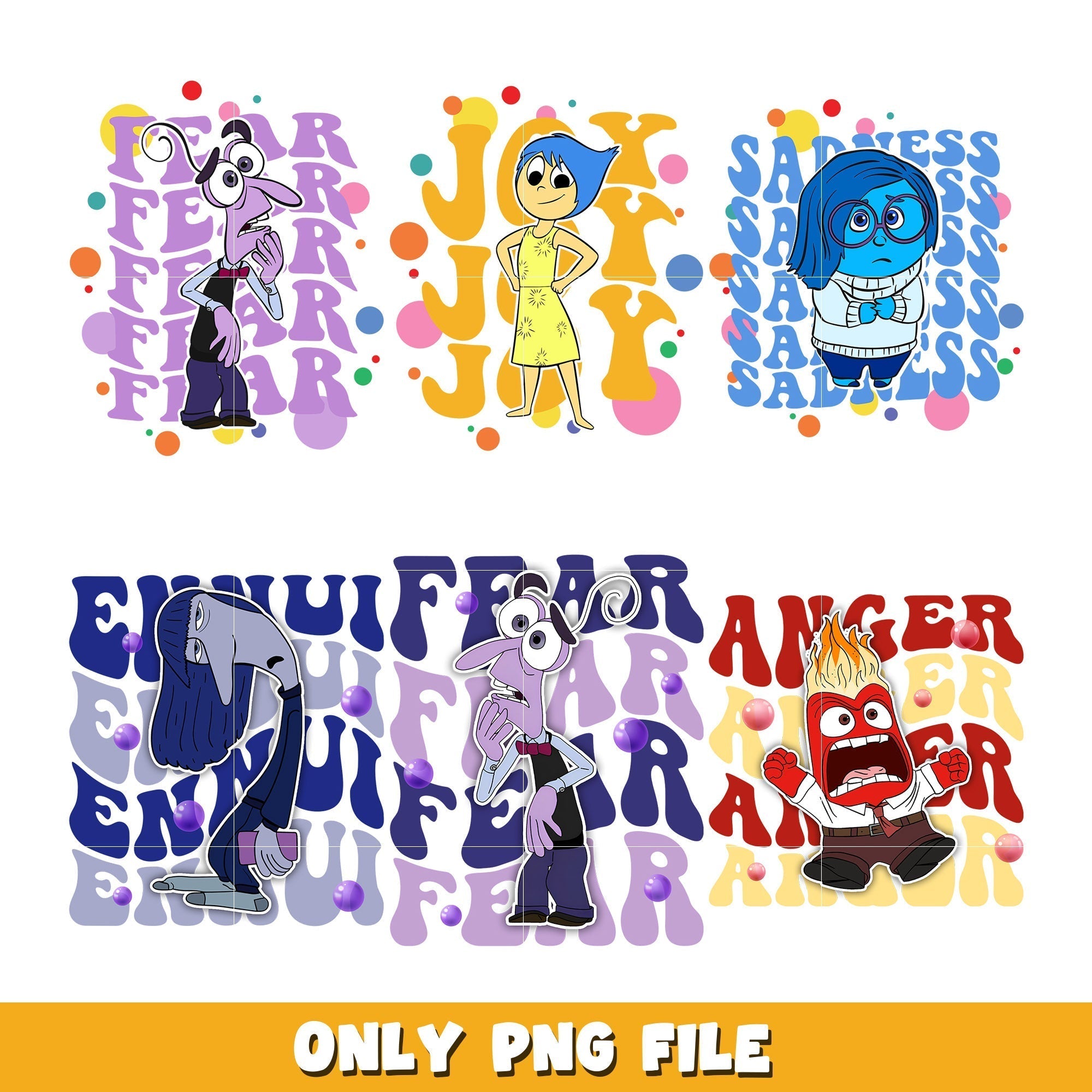 Disneyworld Inside out 2 characters name bundle png, Inside Out 2 png,