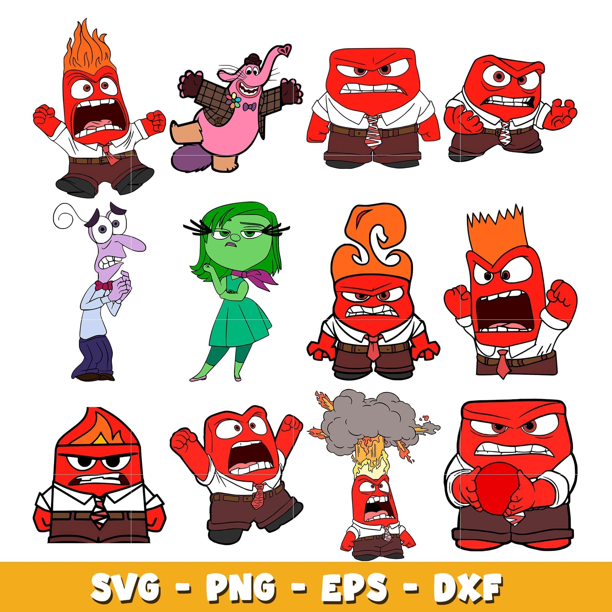Disney Anger friends Inside out 2 bundle svg, Inside out 2 svg, Disney