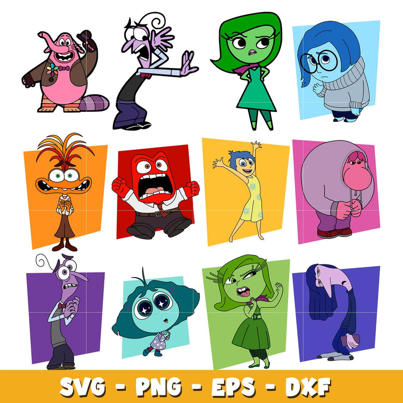 Disney Inside out 2 cute characters bundle svg, Inside out 2 svg, Disn