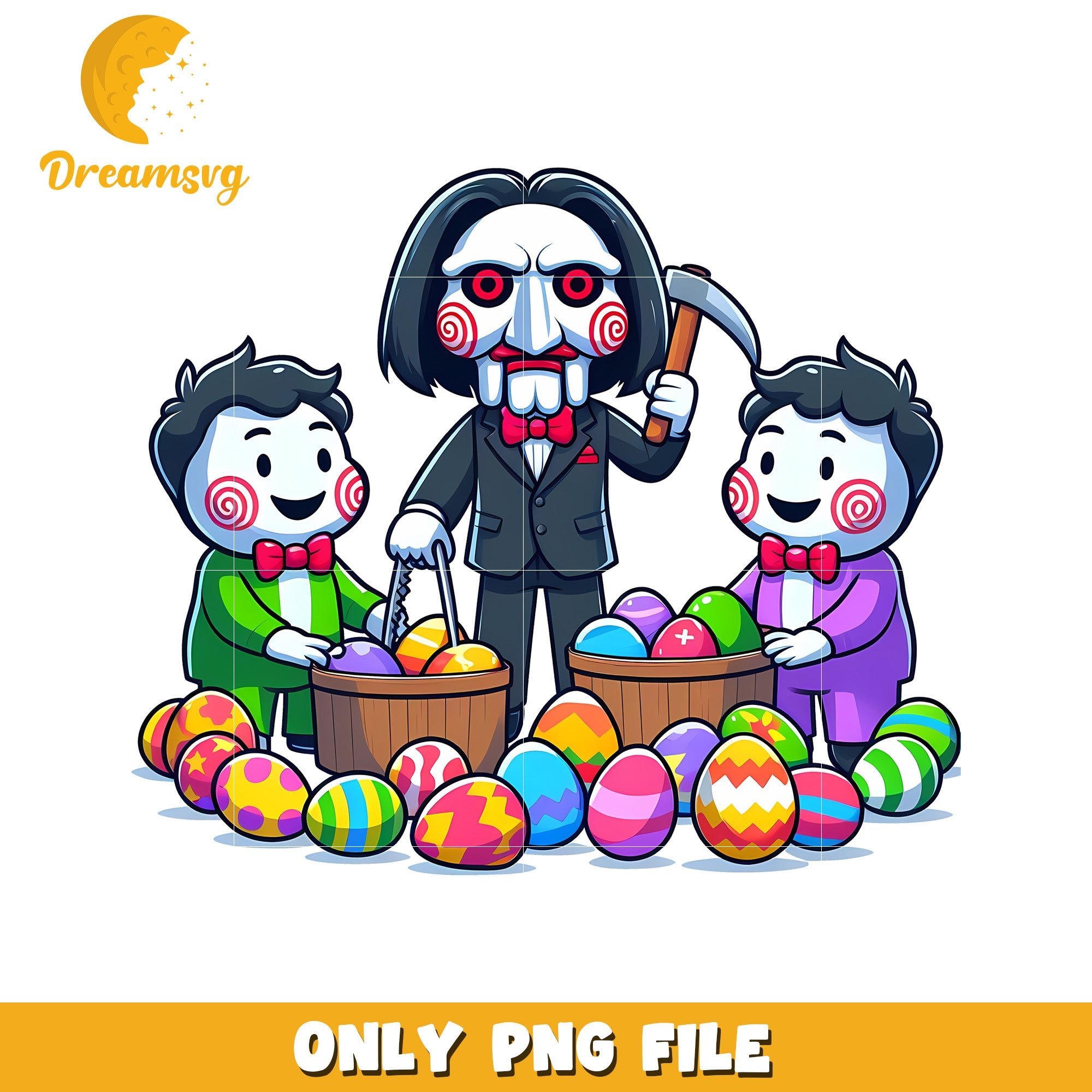 Jigsaw character easter eggs png, easter eggs png, horror character pn