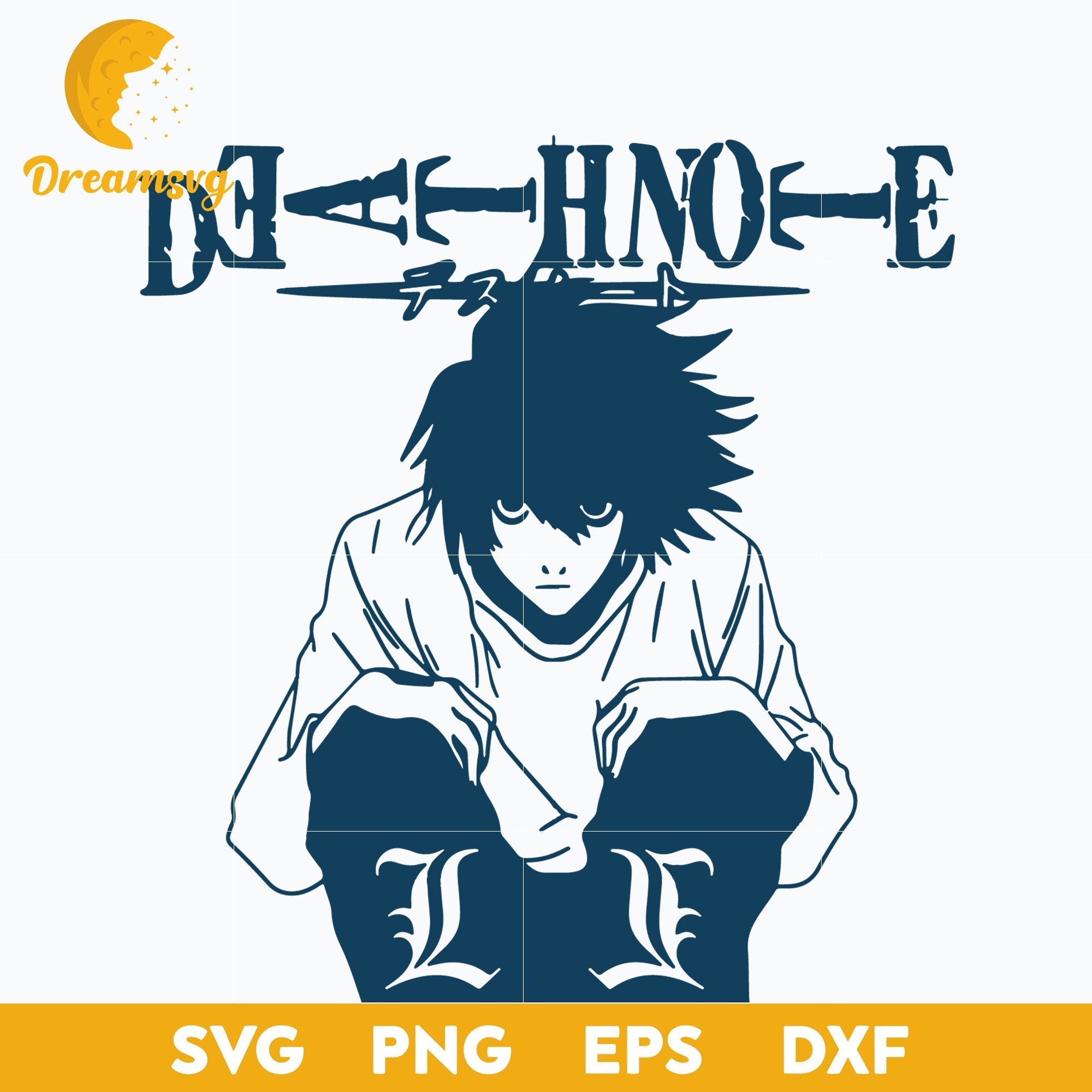 L Lawliet Svg, Death Note Svg, Japanese Cartoon Svg, Anime Svg, png, e