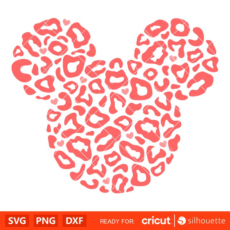 Leopard Skin Mickey Svg, Mickey Head Svg, Minnie Mouse Svg, Disney Svg