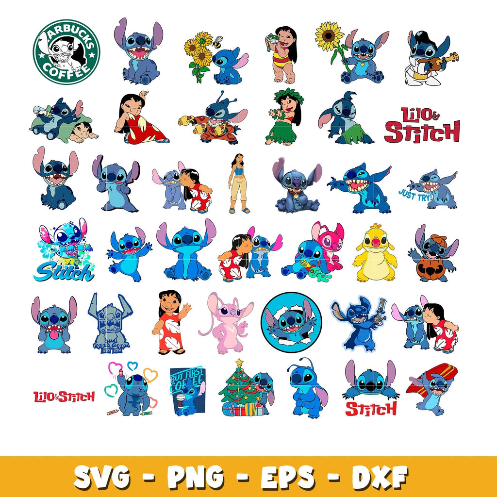 Lilo and Stitch characters bundle svg, Disney cartoon svg, Digital dow