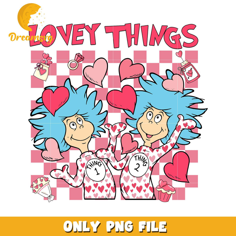 Lovey Things Cute Cartoon Hearts PNG Design for Kids