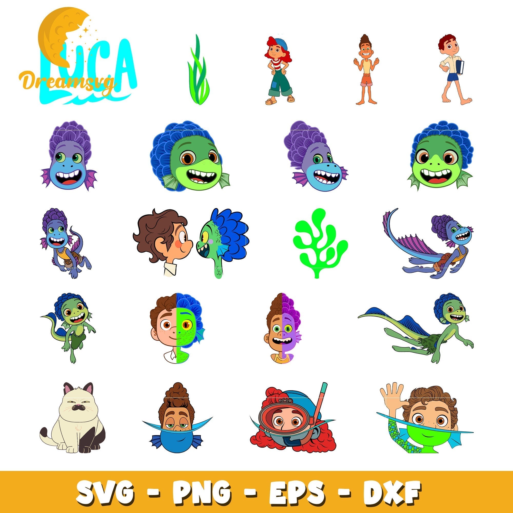 Disney luca cartoon bundle svg, luca disney characters svg