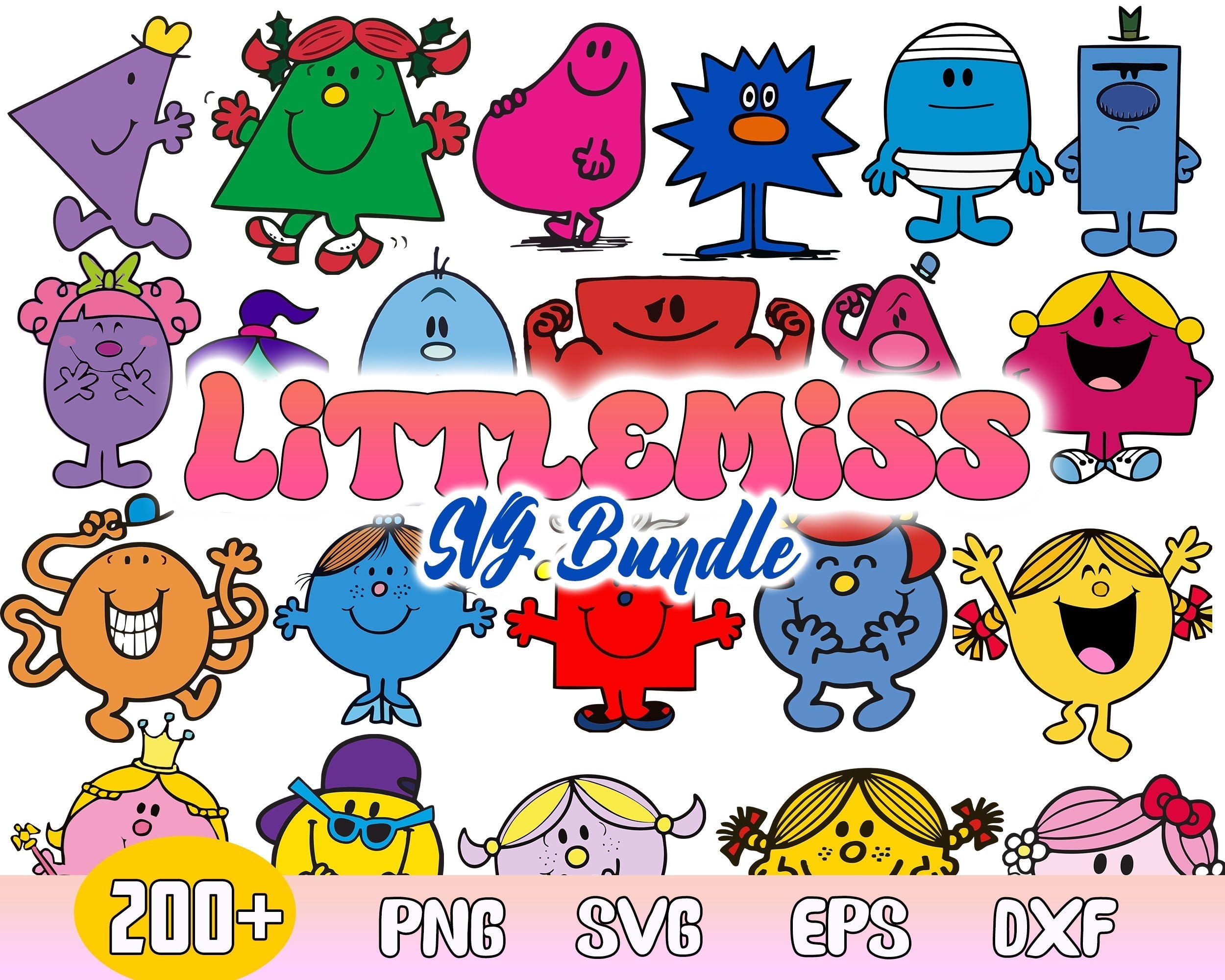 200+ Mega bundle little miss, Svg and Png files, digital files for cri