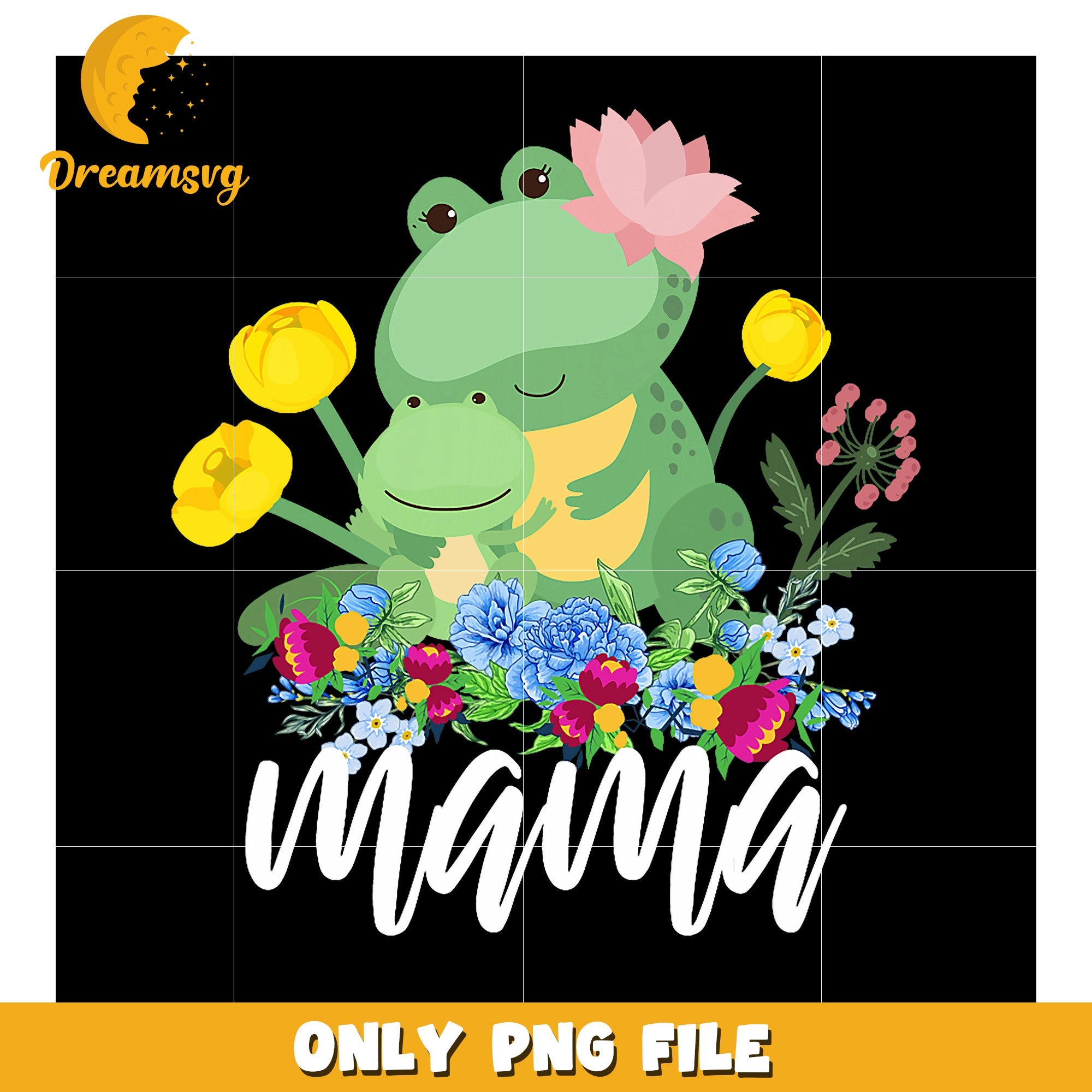Mama Frog PNG Mother's Day Floral Design