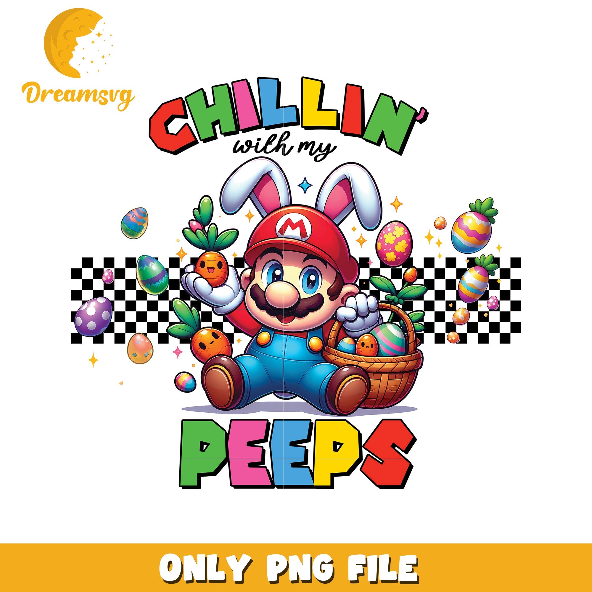 Mario Easter Peeps Chilling with My Bunny Peeps PNG