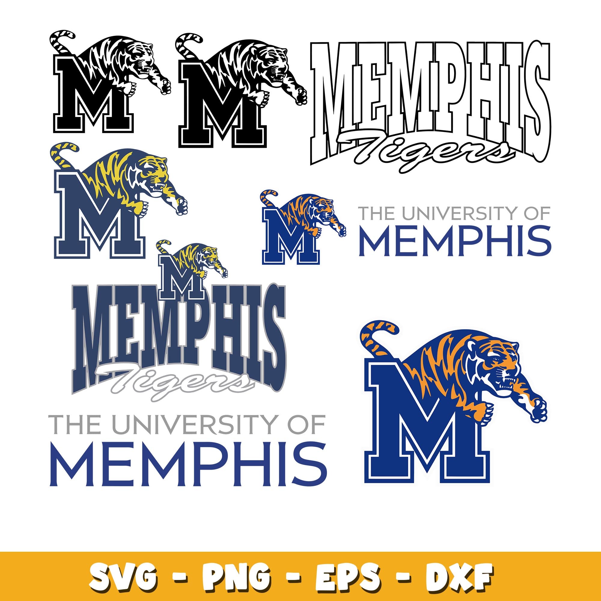 Logo Memphis tigers Bundle svg, Memphis tigers logo svg, ncaa svg