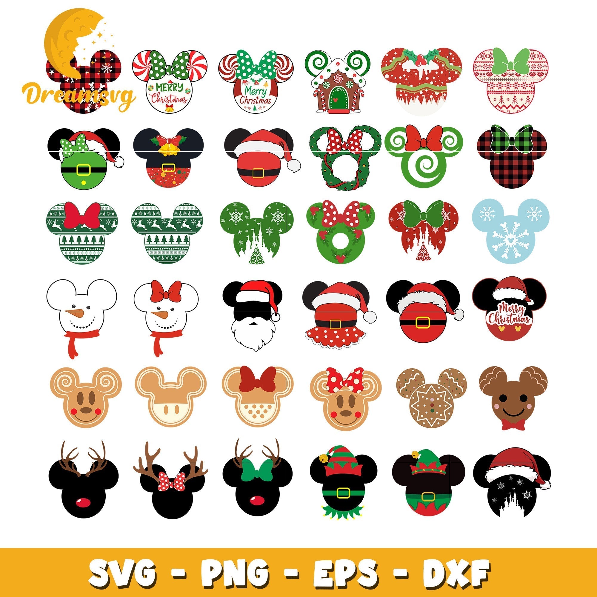 Disney mouse head christmas design bundle svg, christmas mickey mouse