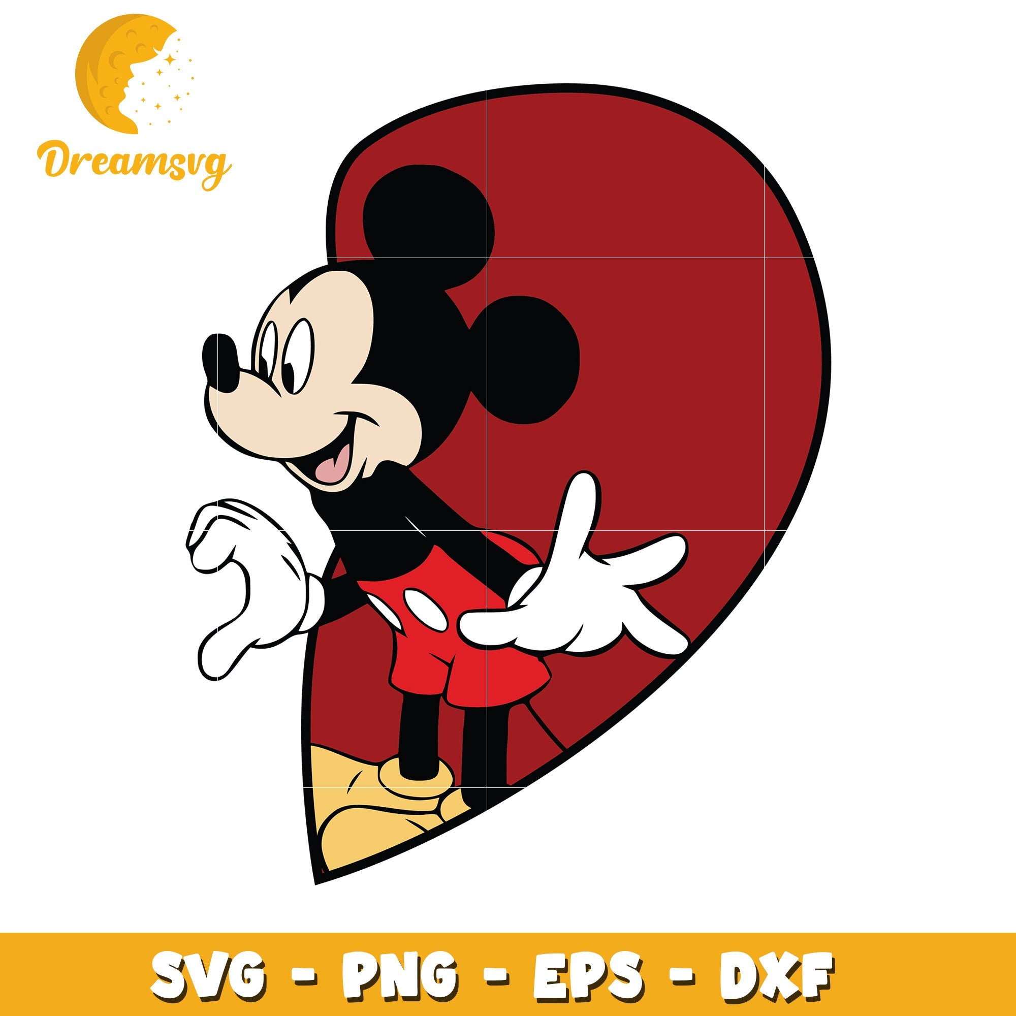 Mickey Mouse Heart SVG PNG EPS DXF Cut File