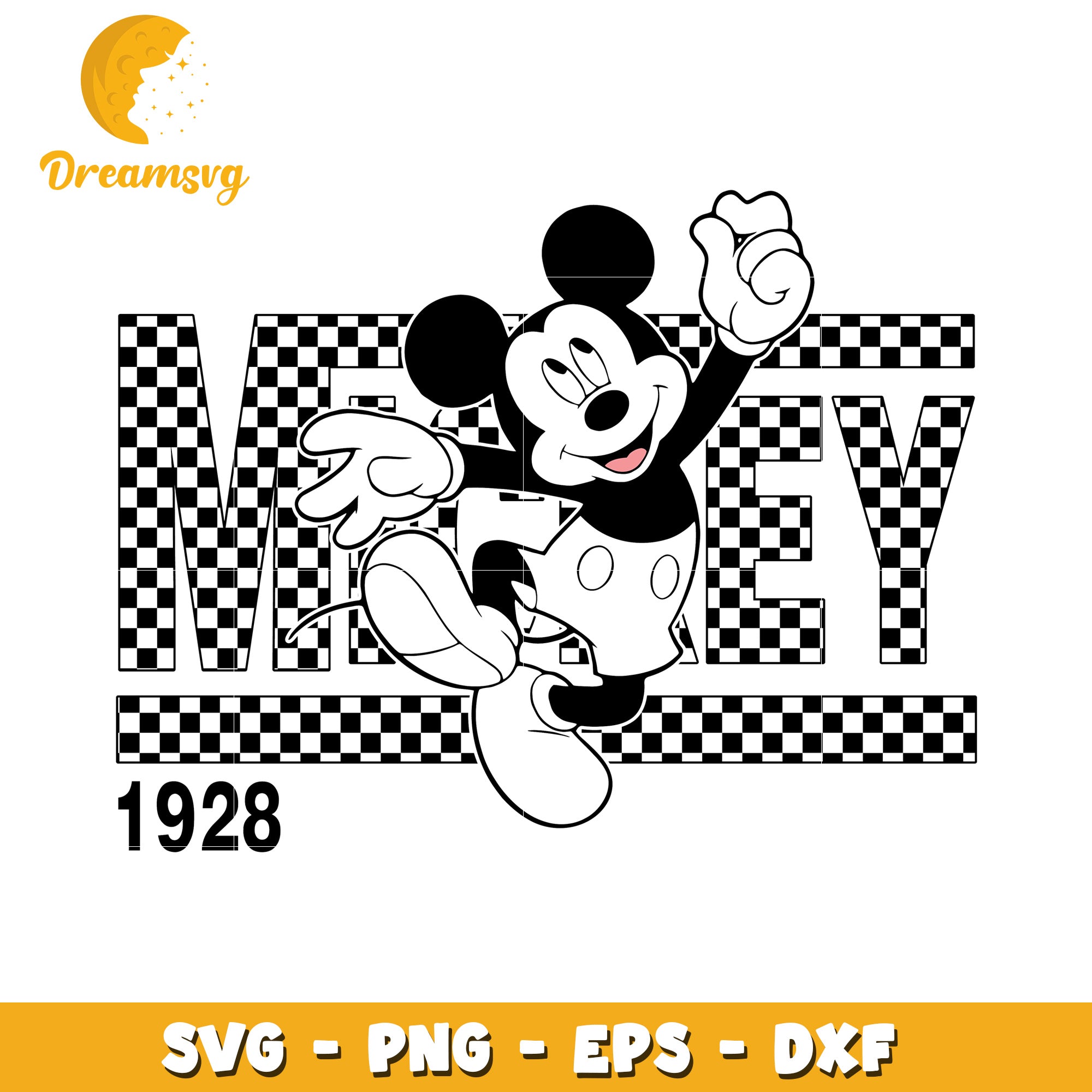 Mickey Mouse SVG 1928 Checkered Design