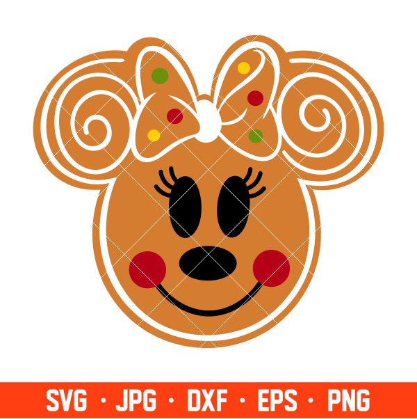 Gingerbread Minnie Head Svg, Free Svg, Daily Freebies Svg, Cricut, Sil
