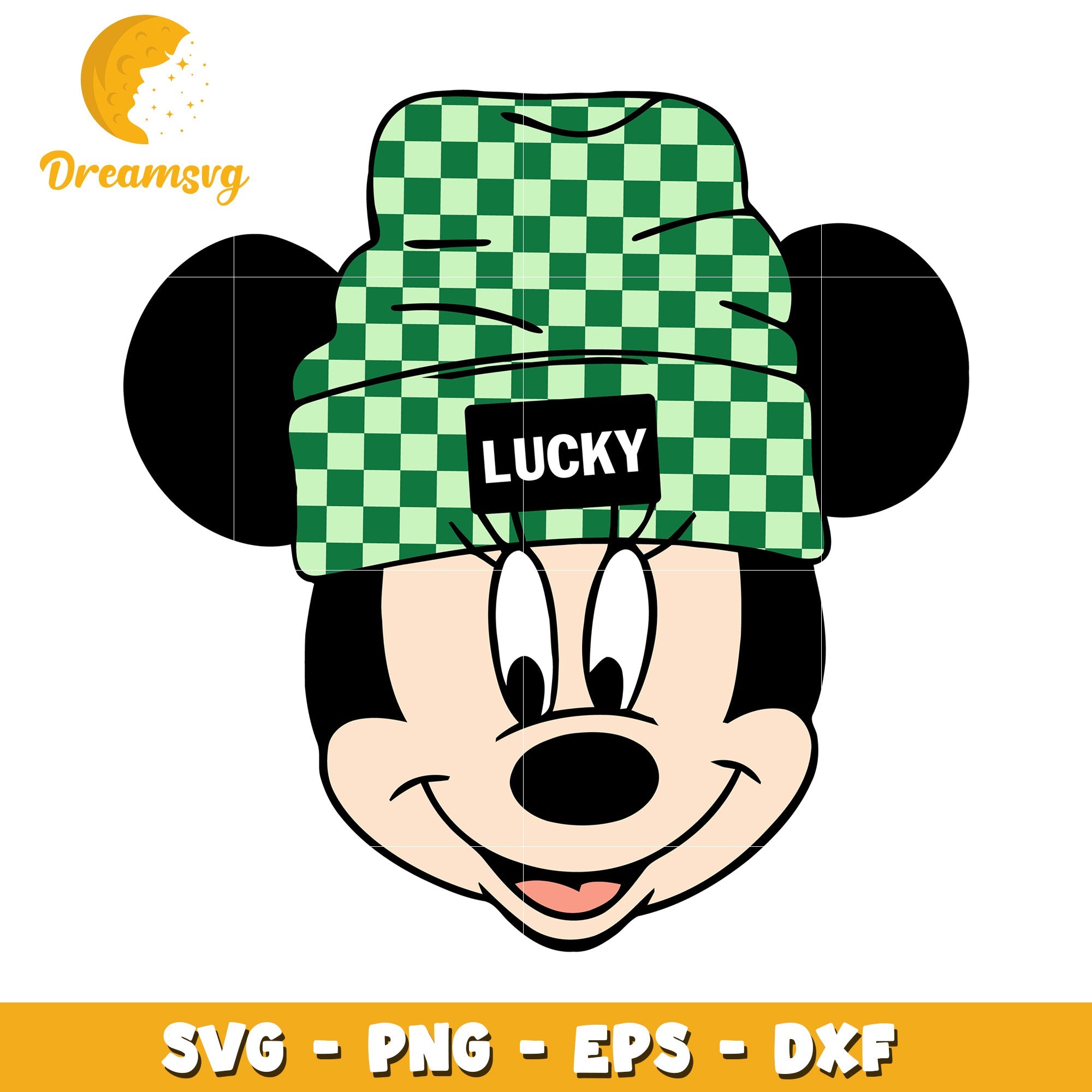 Minnie Mouse Lucky Green Checkered Beanie SVG PNG EPS DXF