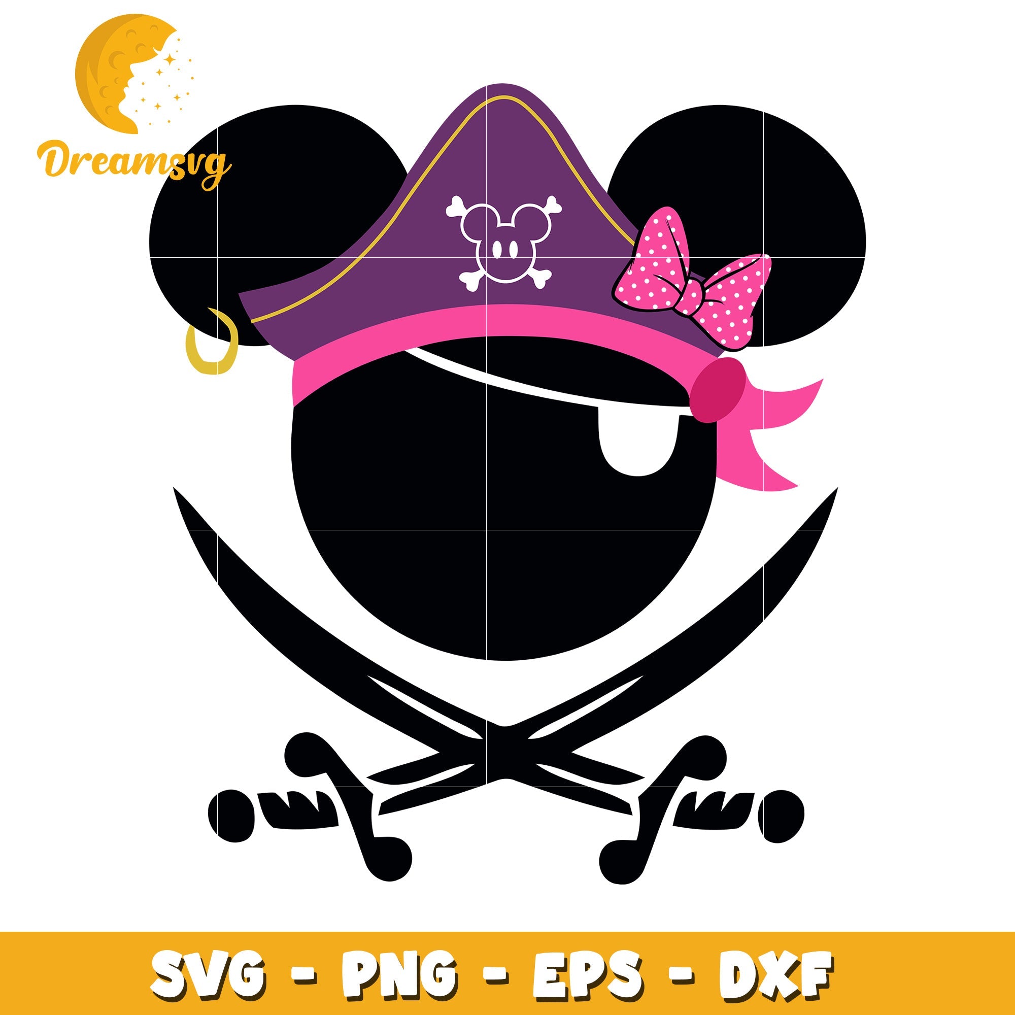 Minnie Mouse Pirate SVG PNG EPS DXF