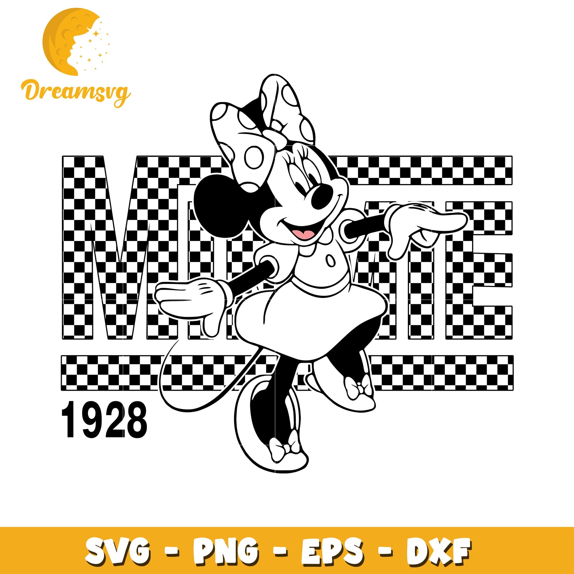 Minnie Mouse SVG 1928 Checkered PNG EPS DXF