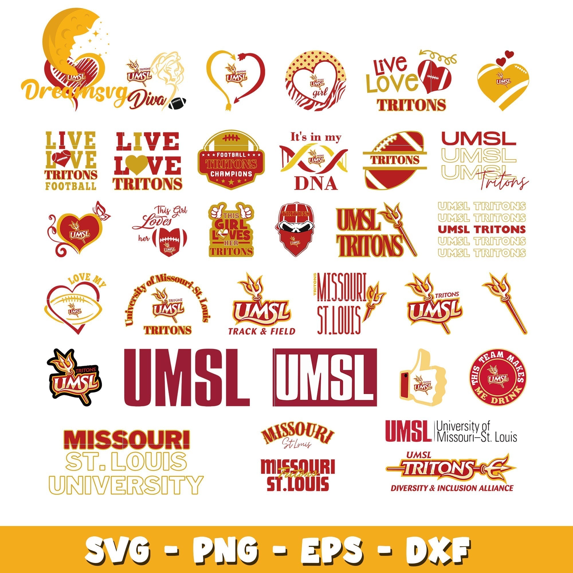 Logo umsl tritons design bundle svg, umsl tritons svg
