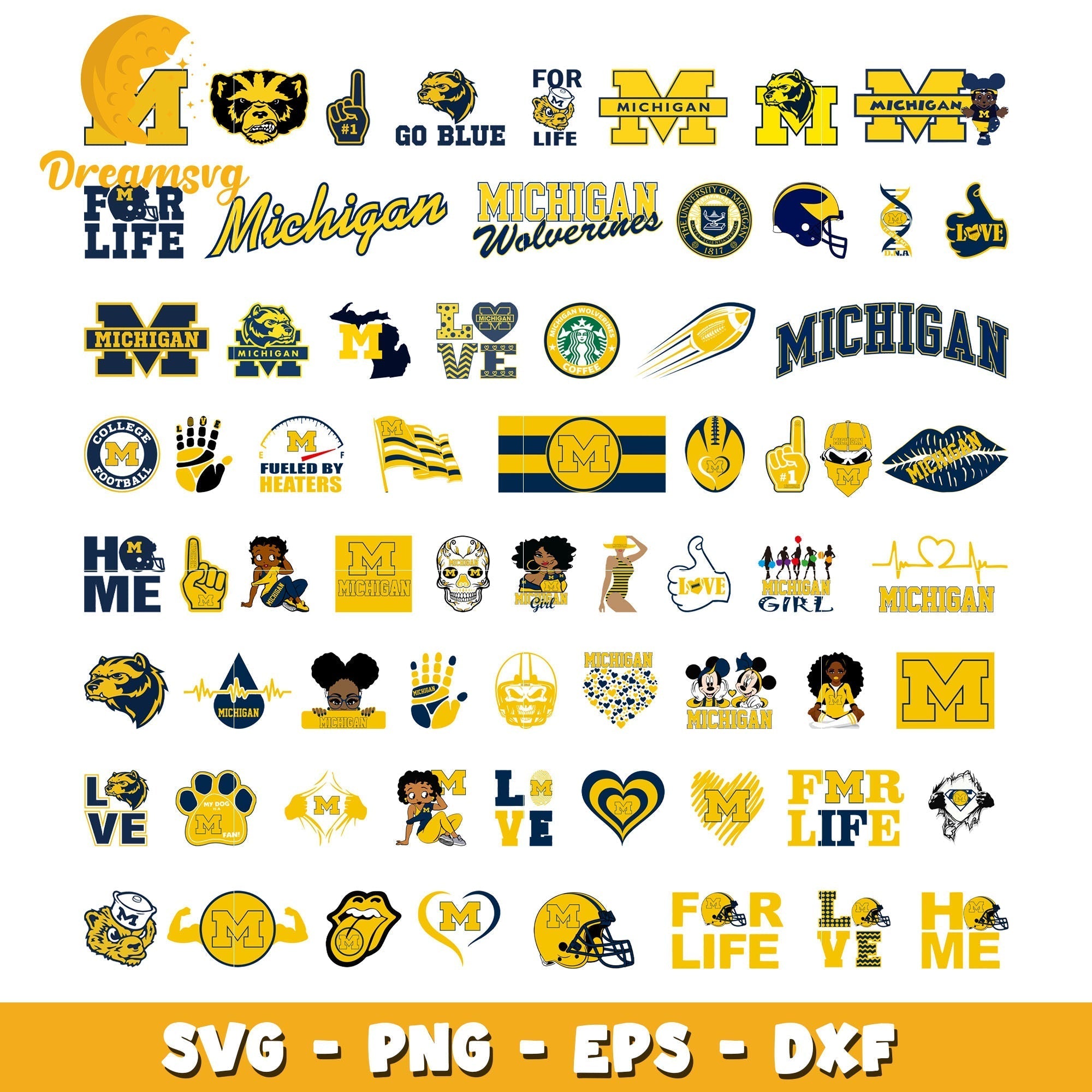 Logo michigan wolverines bundle svg, michigan wolverines football svg