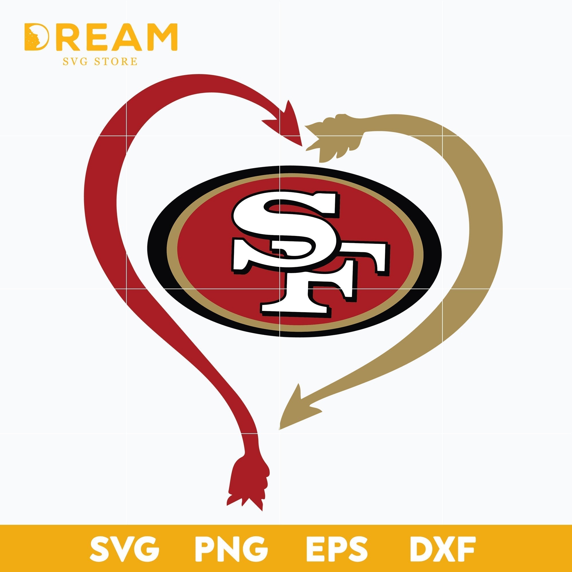 San francisco 49ers heart svg, 49ers heart svg, Nfl svg, png, dxf, eps