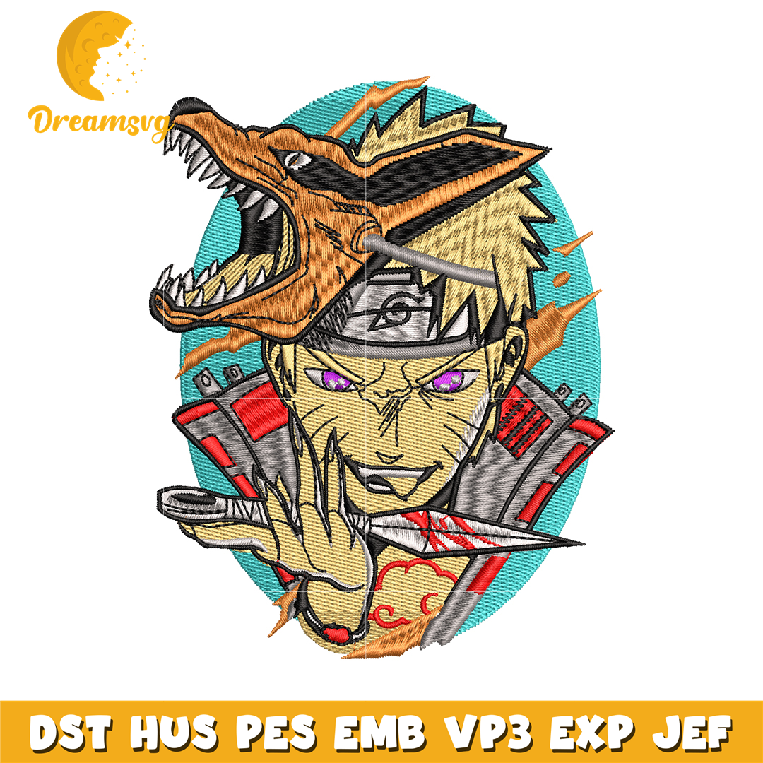 Naruto kurama mask embroidery design – Printy Studio