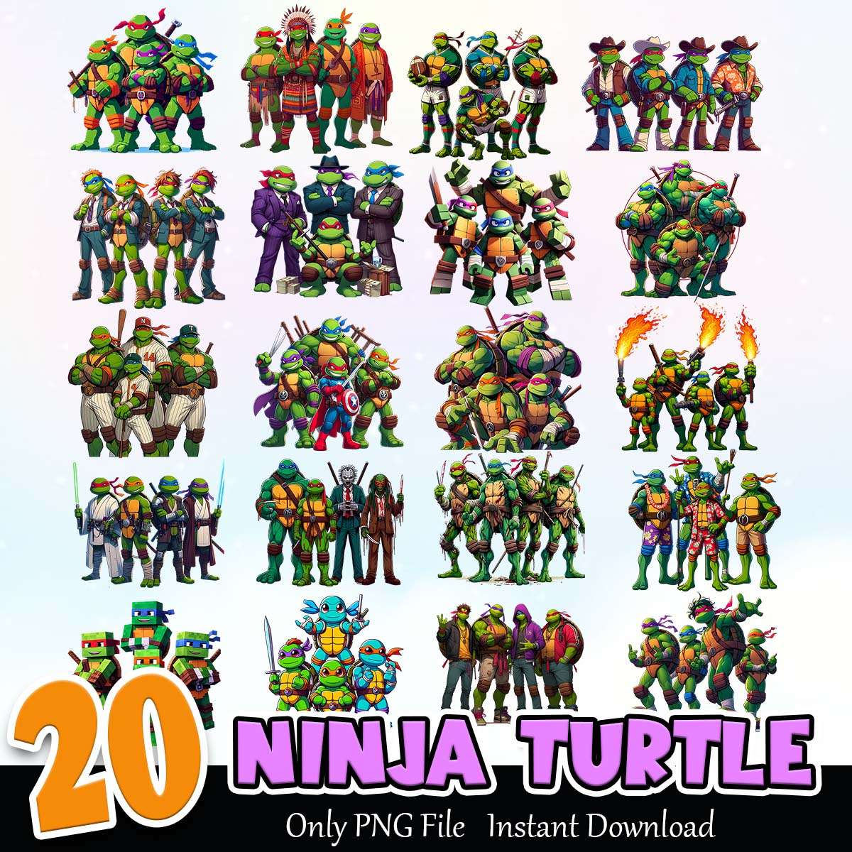 Ninja Turtle PNG Bundle Sublimation Instant Download – Printy Studio