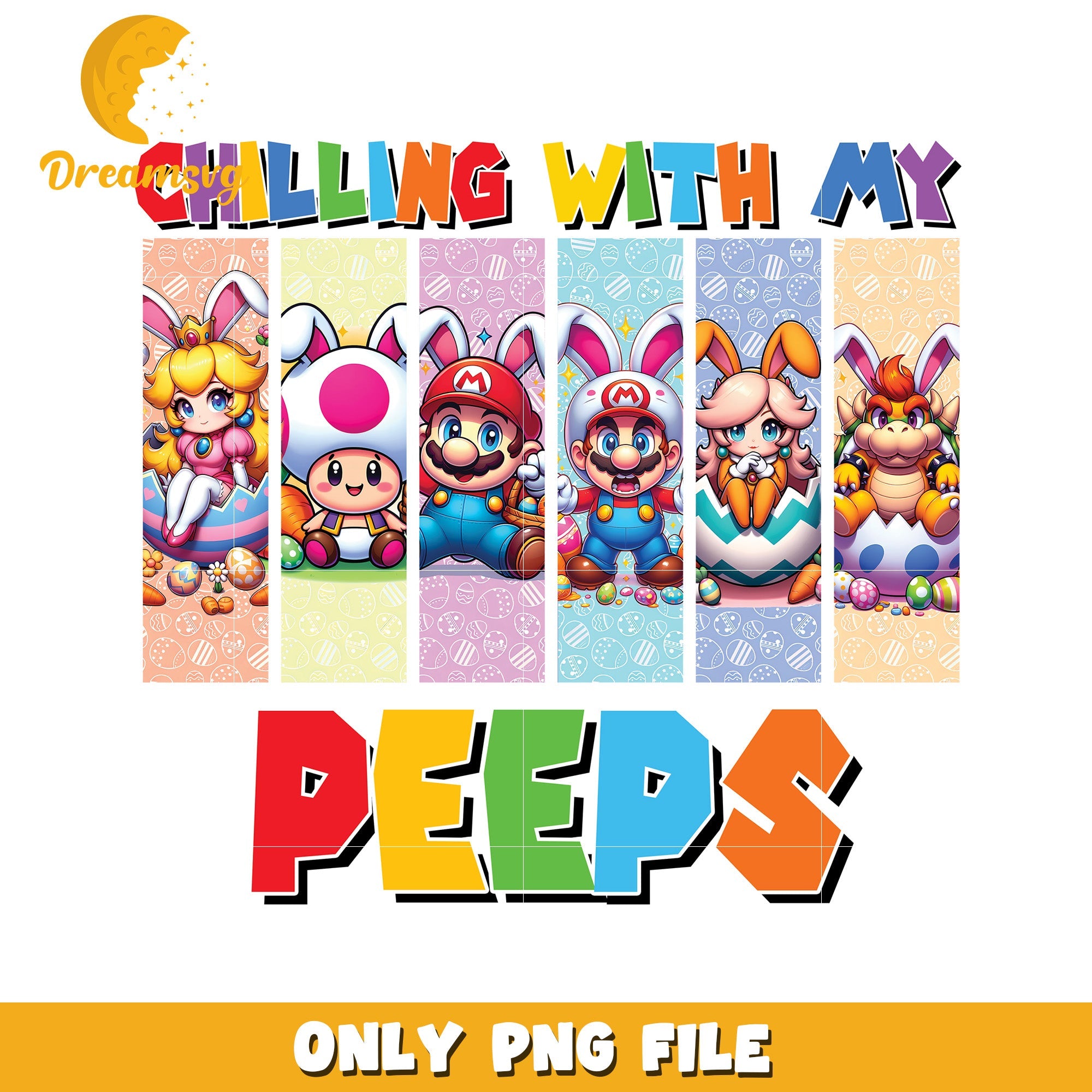 Option 1 (Focus on Characters) Mario Easter Peeps PNG Cute Bunny Desig
