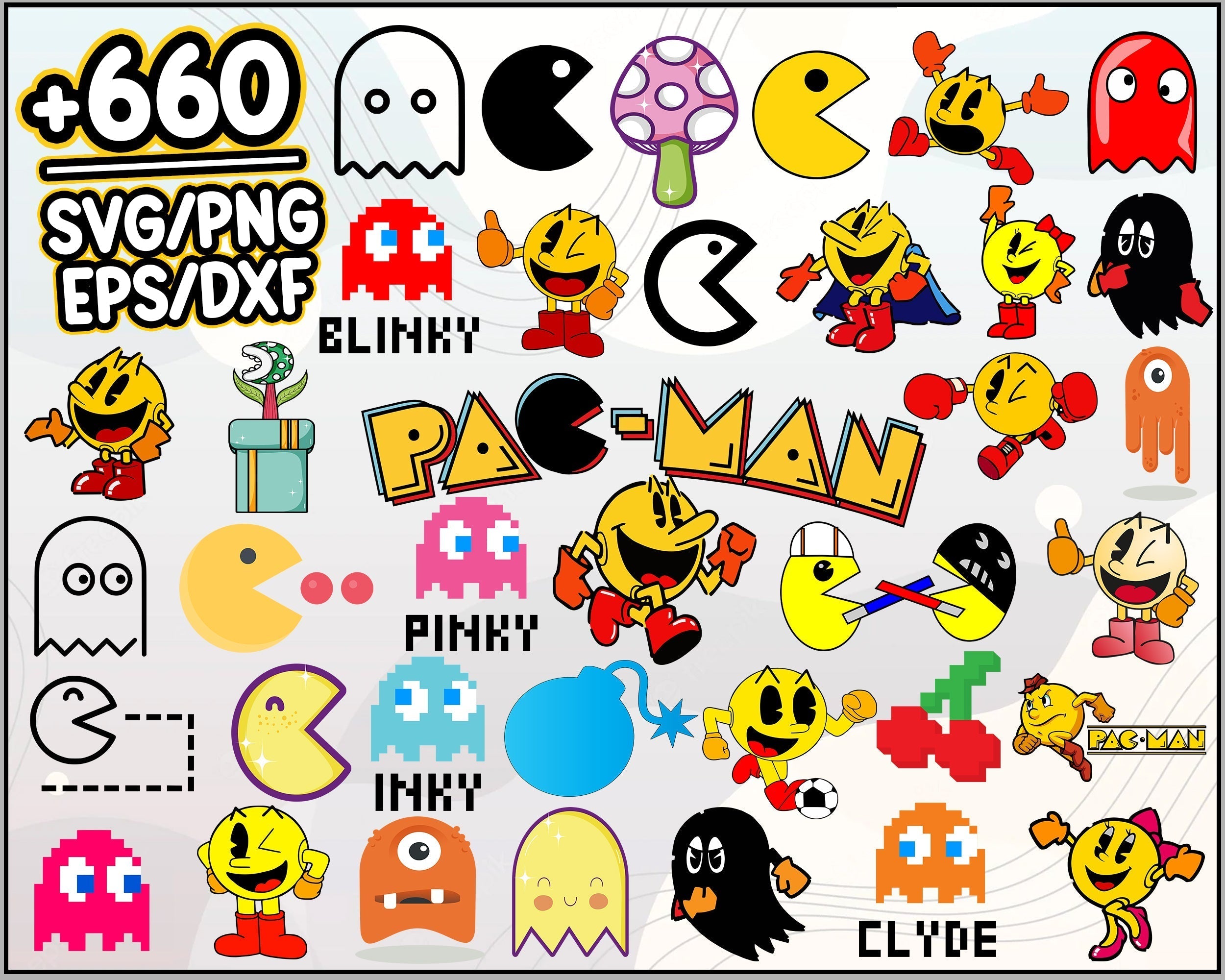 660+ Pacman SVG bundle, Pacman SVG for Cricut, Clipart, Printable, Pac