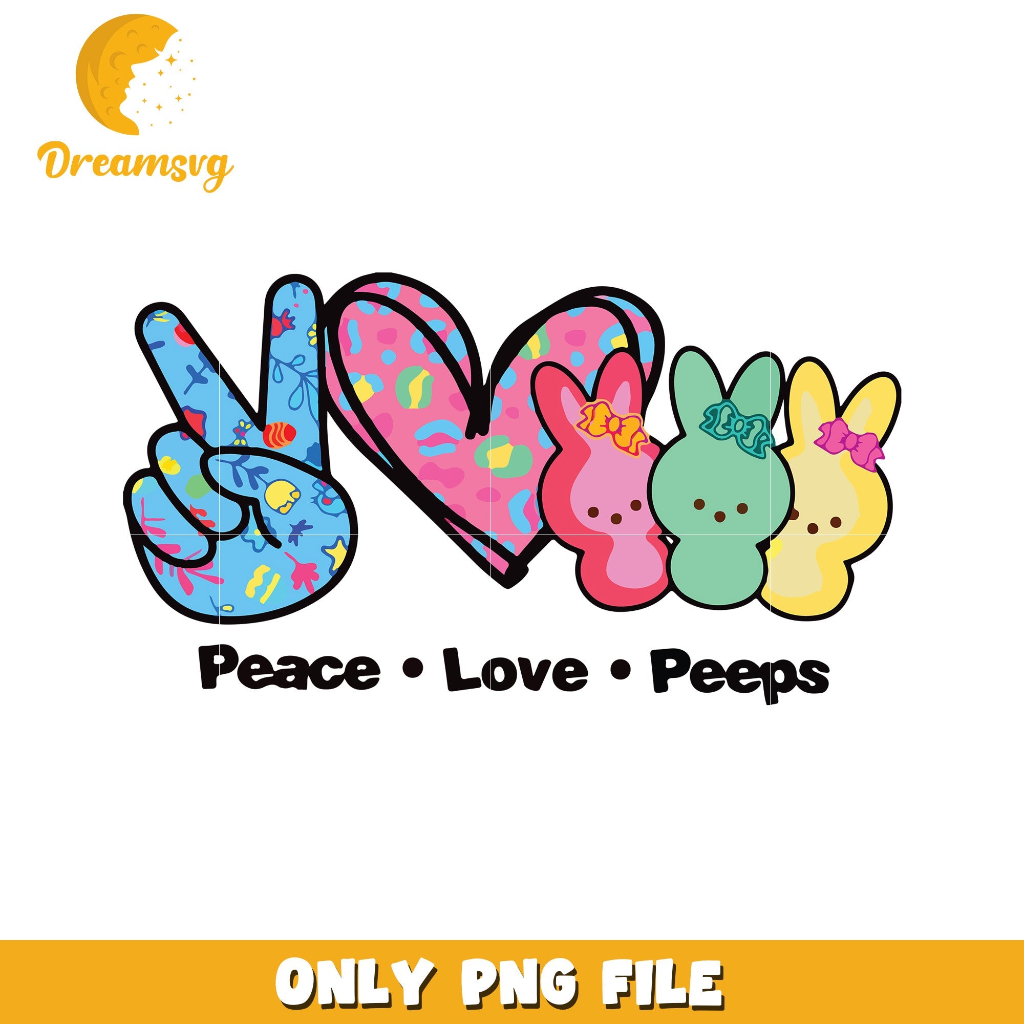 Peace love peeps png, happy easter png, peace love png