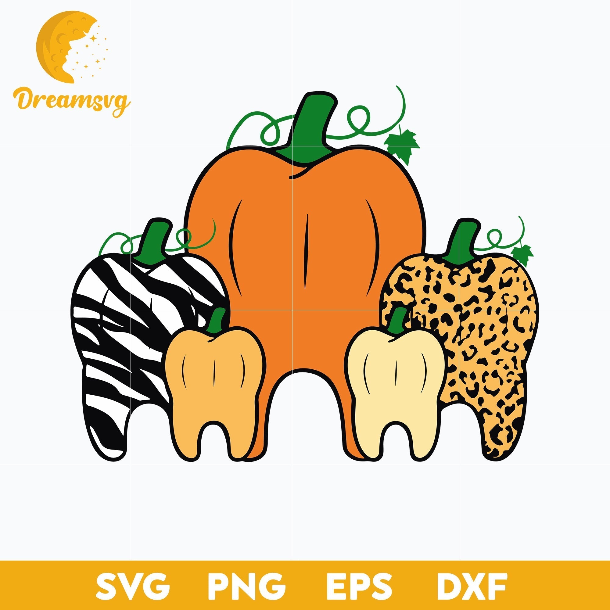 Pumpkin Teeth Dental Halloween svg, Halloween svg, png, dxf, eps digit ...