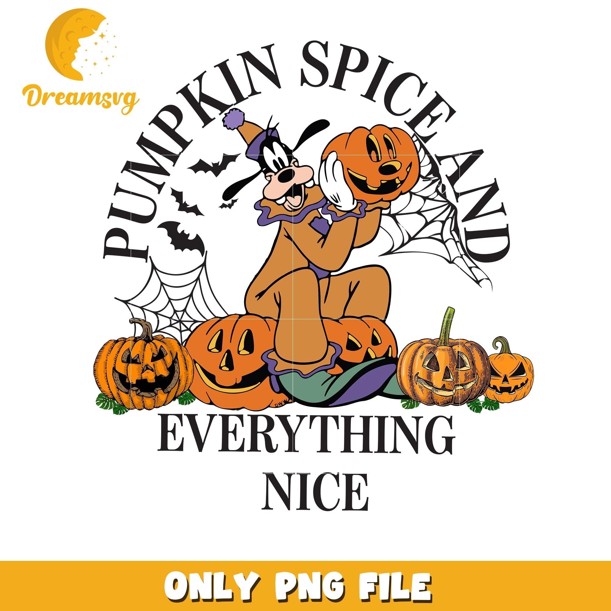 Pumpkin spice and everything nice Goofy png, Disney friends halloween