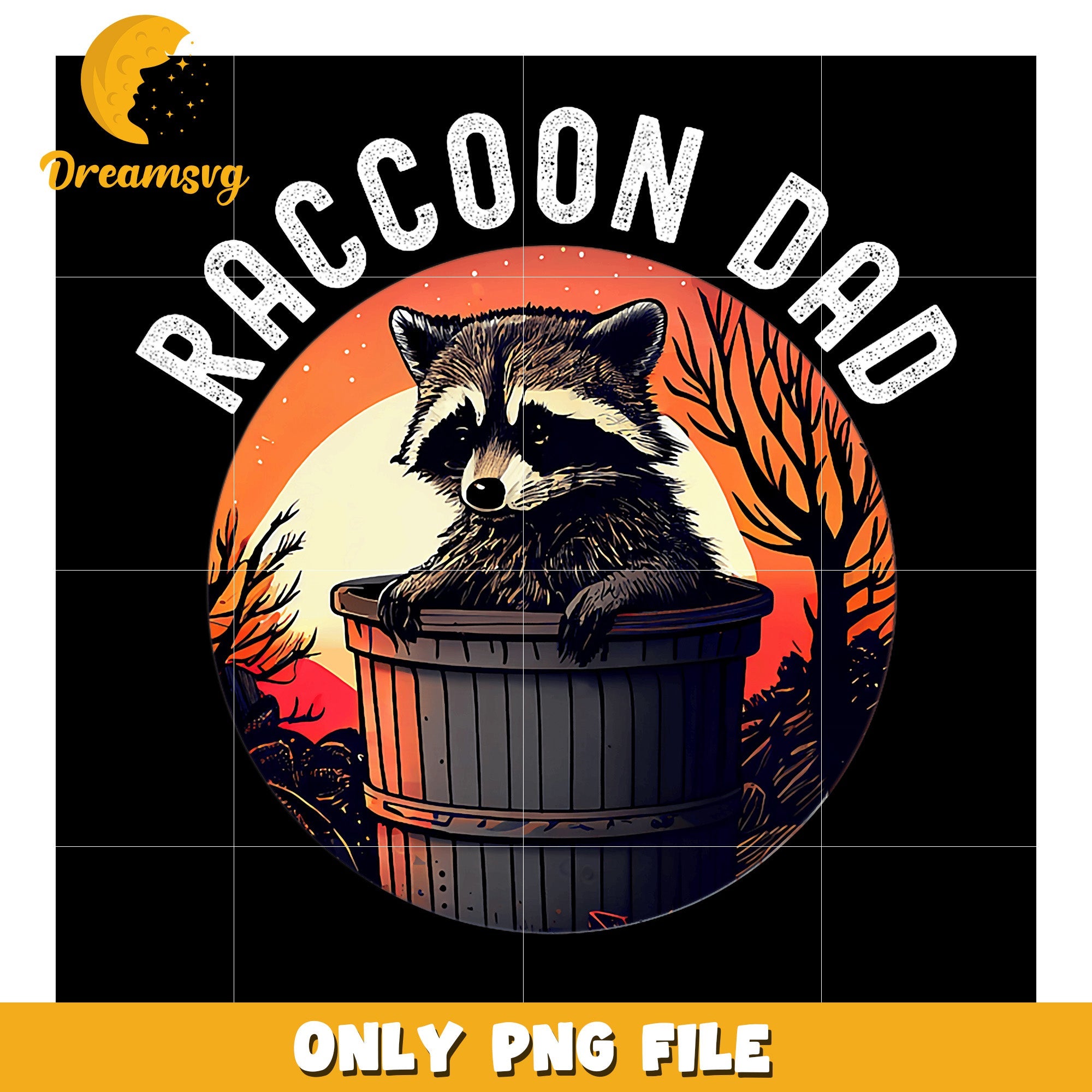 Racoon Dad PNG Sunset Raccoon Graphic