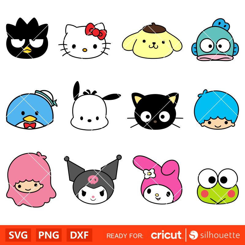 Sanrio Characters Bundle Svg, Sanrio Svg, Hello Kitty Svg, Kawaii Svg,