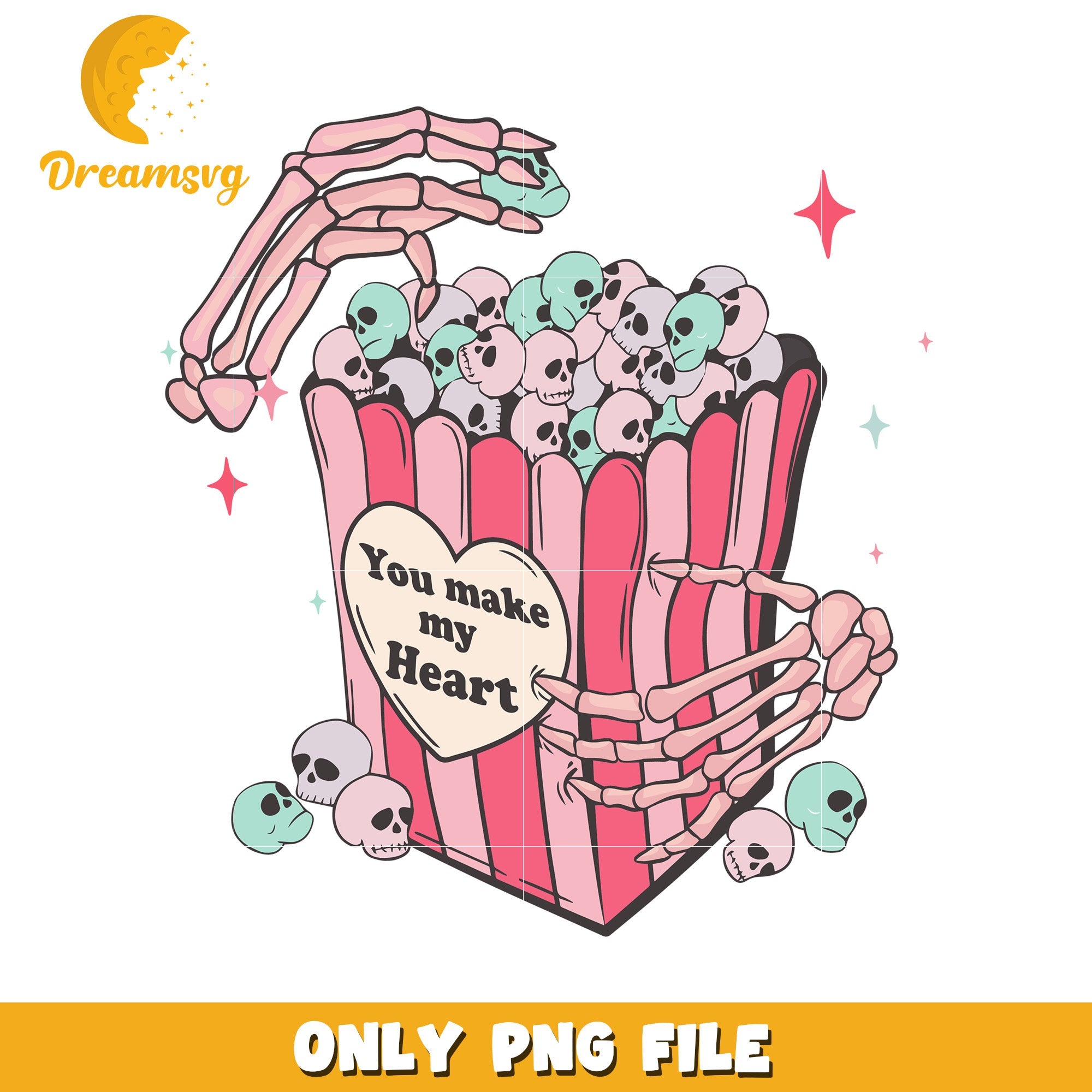 Skeleton Hands Skull Popcorn PNG