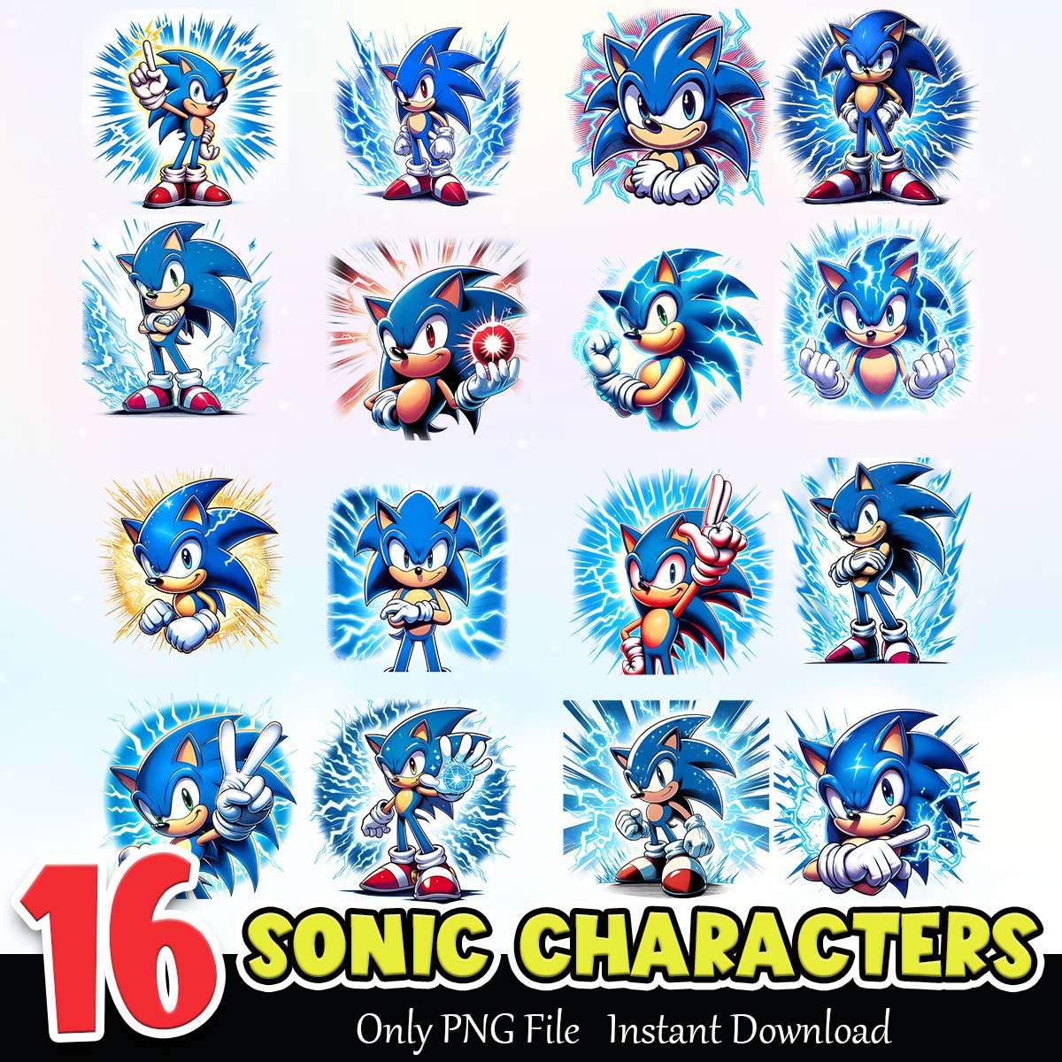 Sonic Characters PNG Bundle Sublimation Instant Download