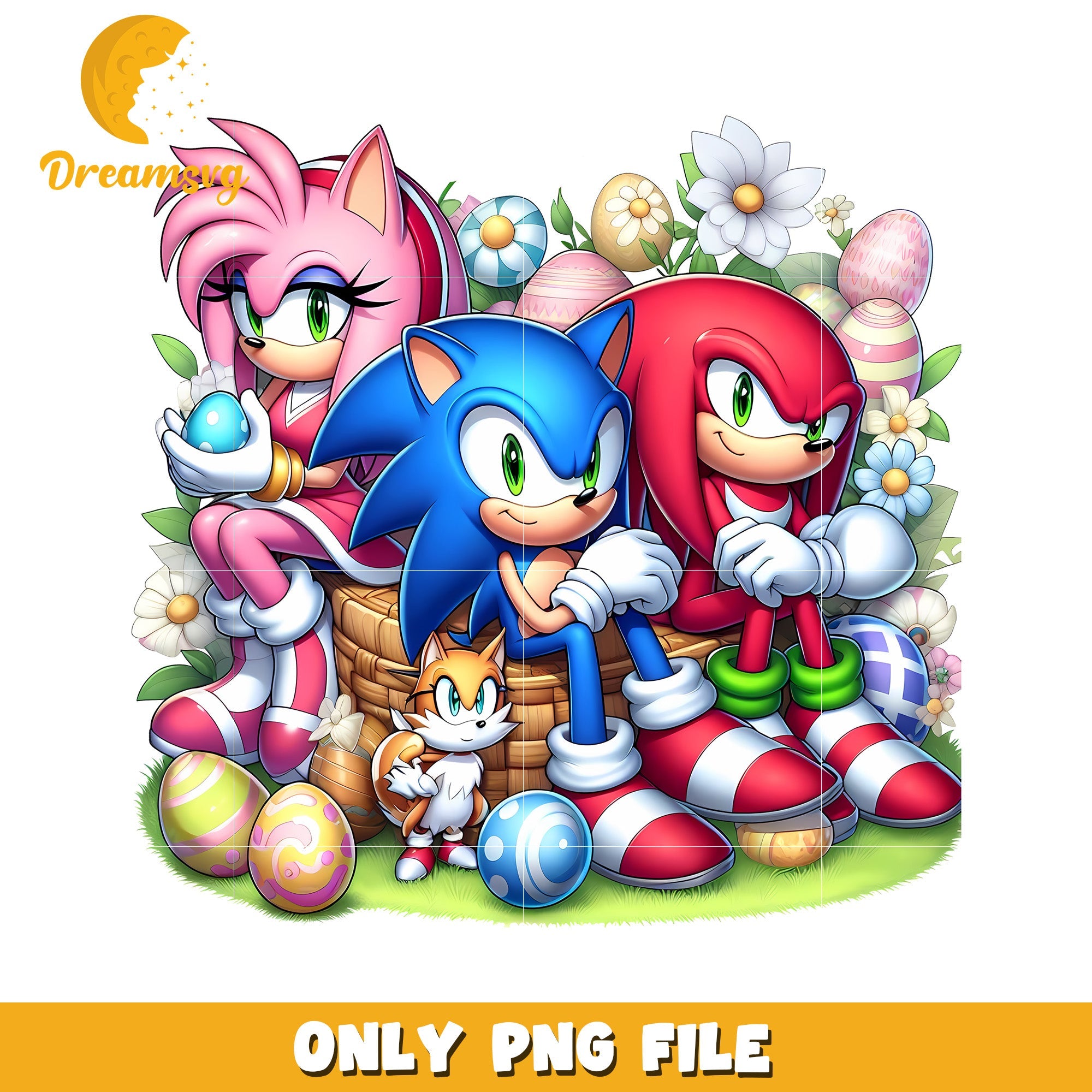 Sonic and friends easter day png, easter day png, cartoon png