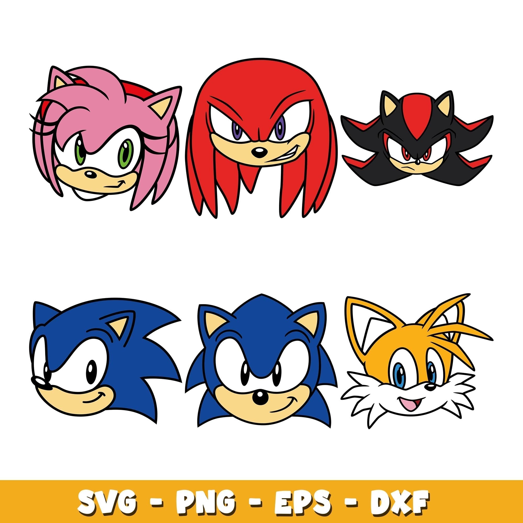 Sonic The Hedgehog Face svg, Sonic bundle svg, cartoon svg