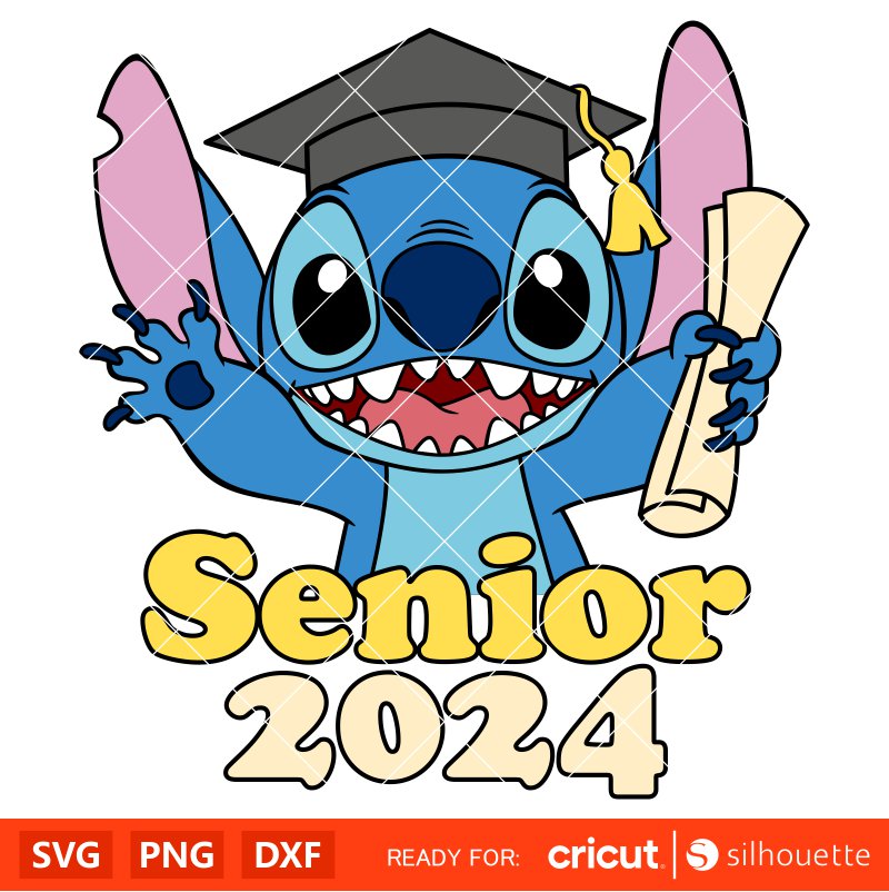 Stitch Senior 2024 Svg, Graduation Svg, School Svg, Disney Svg, Cricut