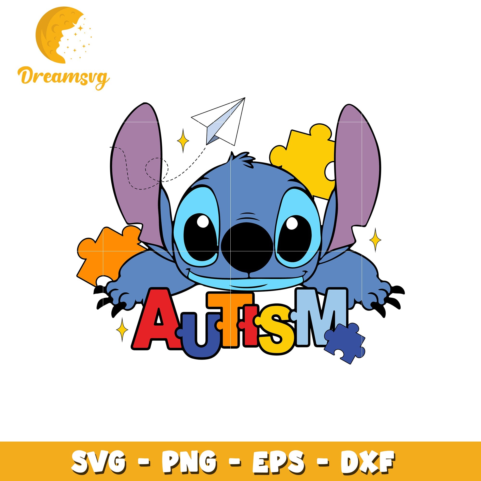 Stitch character face svg, autism awareness costume svg