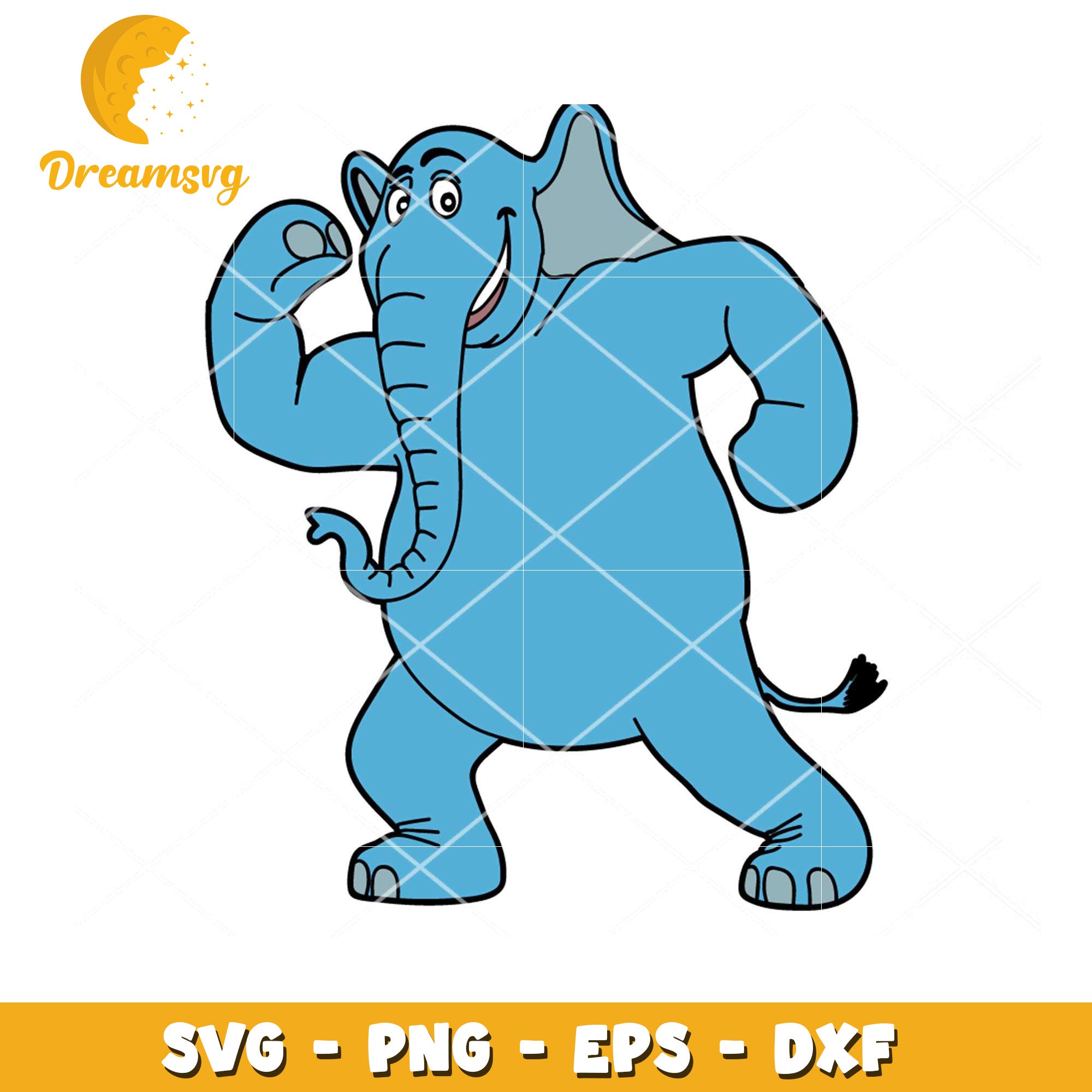 Strong Elephant SVG Cute Cartoon