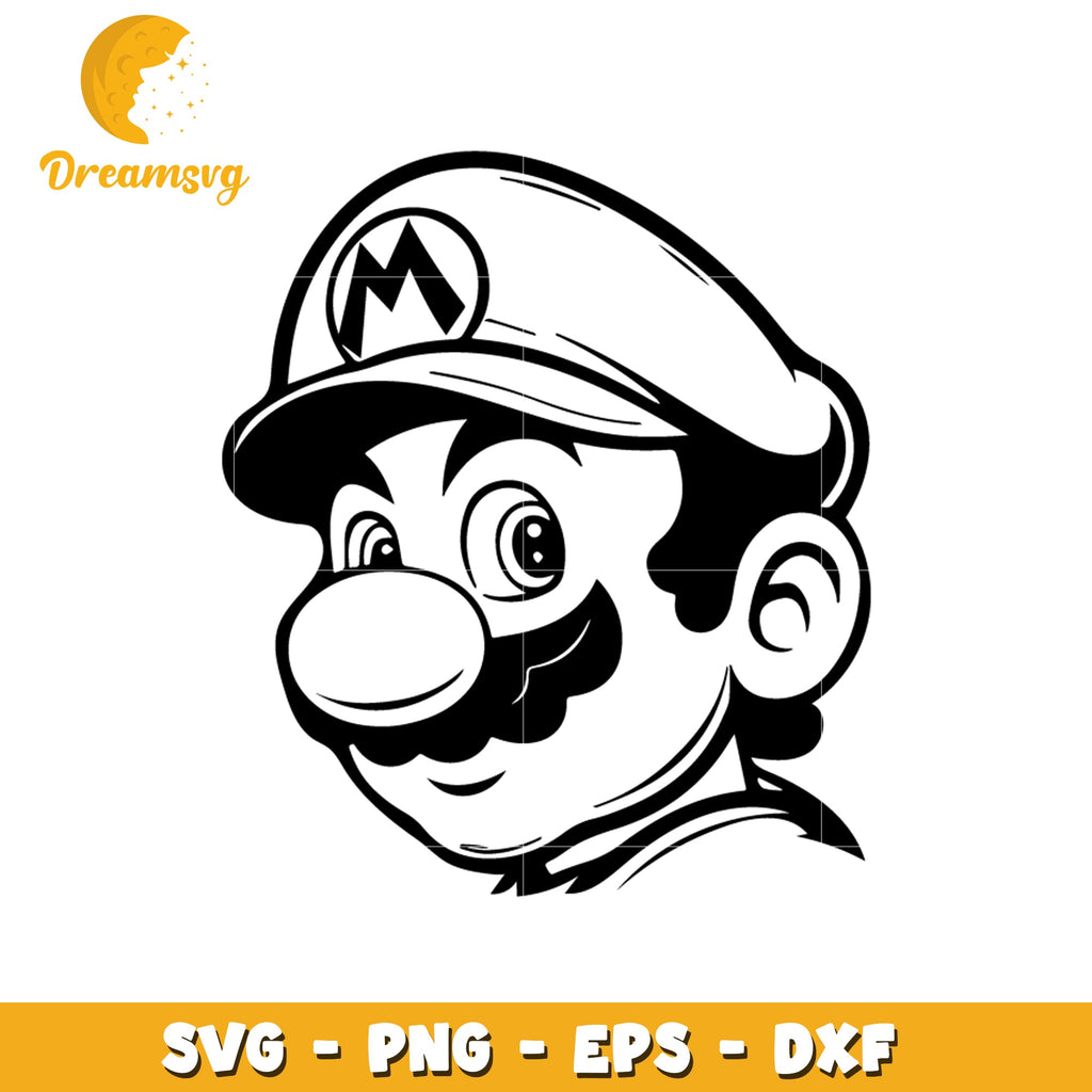 Super mario face outline svg, super mario game svg, outline svg