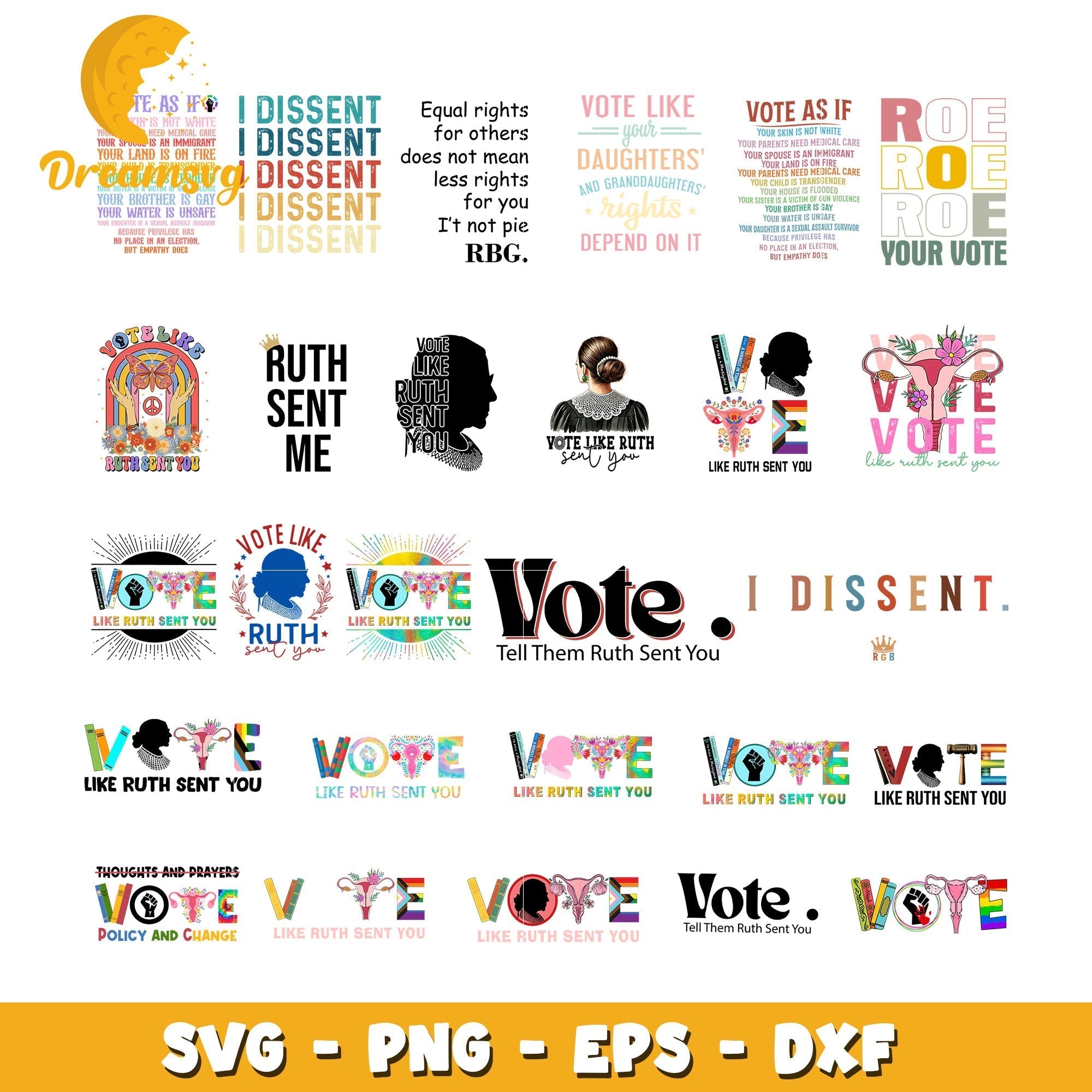 Logo vote like ruth sent you bundle svg, ruth sent me svg