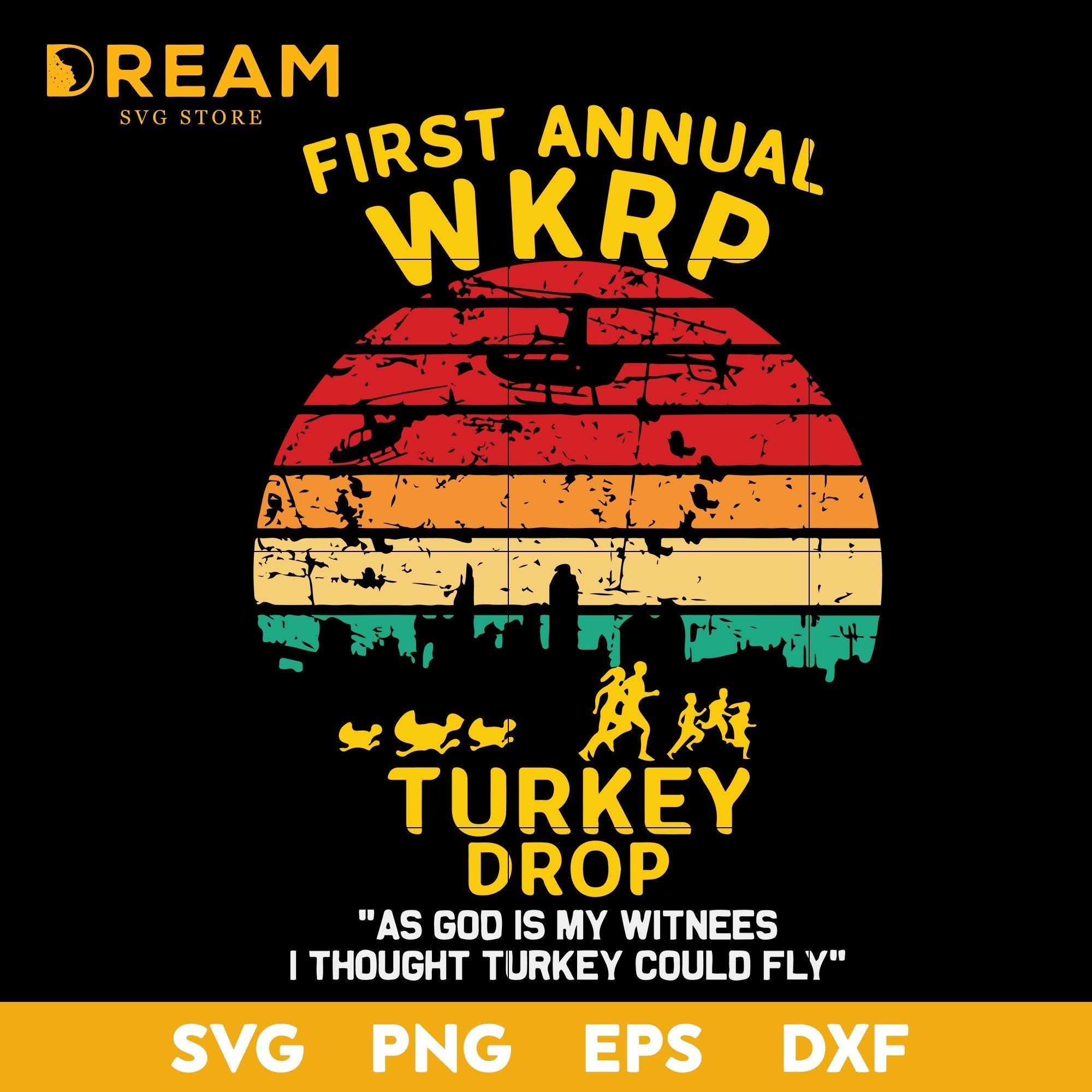 First annual wkrp turkey drop svg, thanksgiving day svg, png, dxf, eps