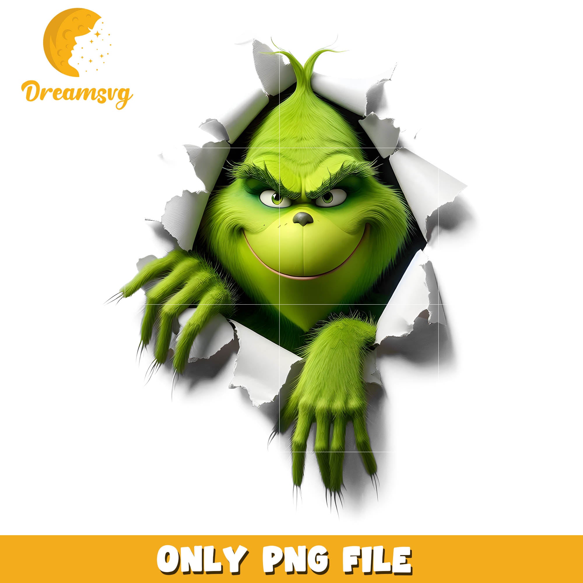 The grinch face from paper 3d png, grinch smile png, grinch face png